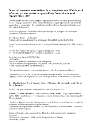 Fiche E1 EPS 67- 80 EP - Les enseignants face aux savoirs sportifs à enseigner ... en les ...
