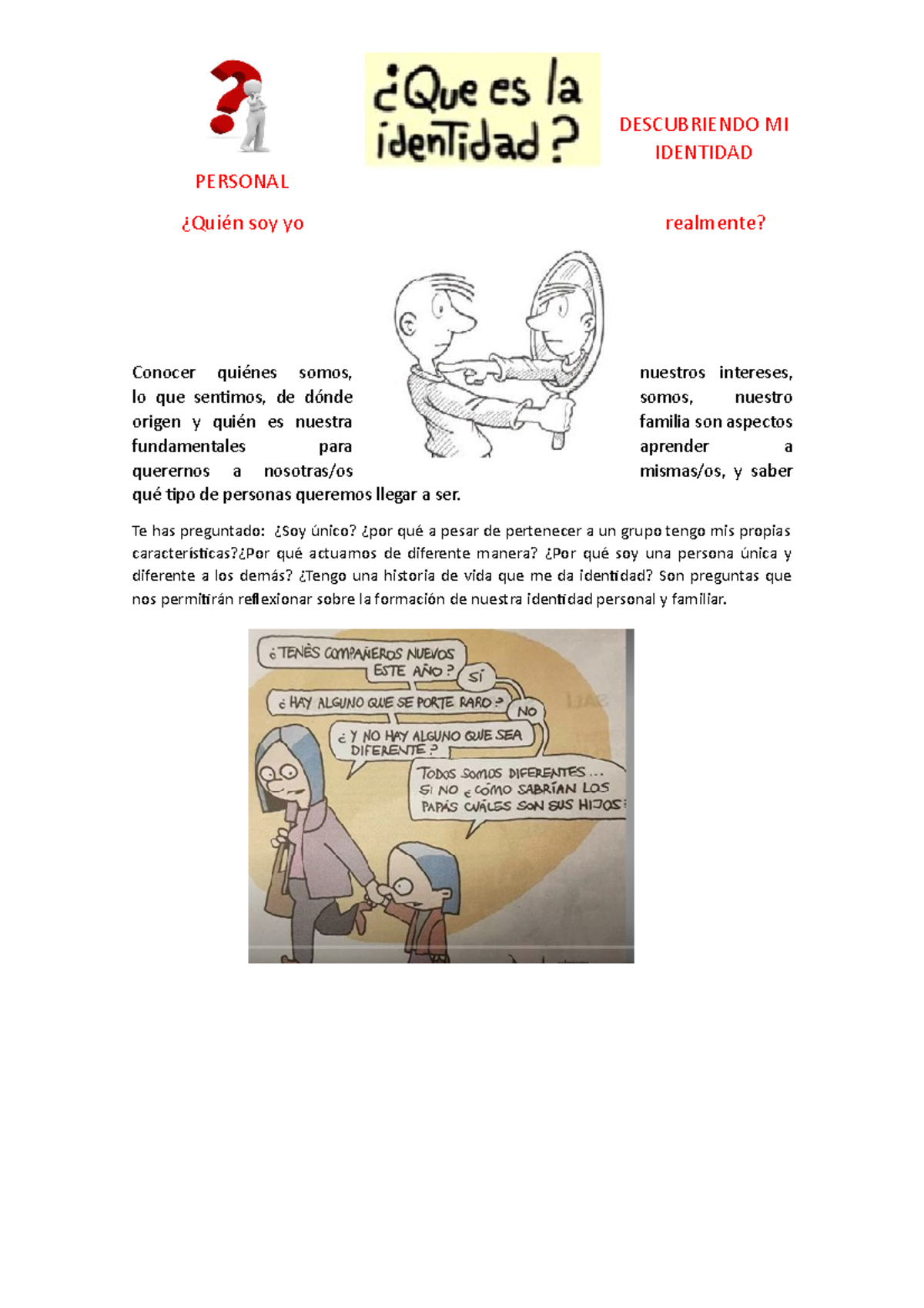 Descubriendo mi identidad personal - DESCUBRIENDO MI IDENTIDAD PERSONAL ...