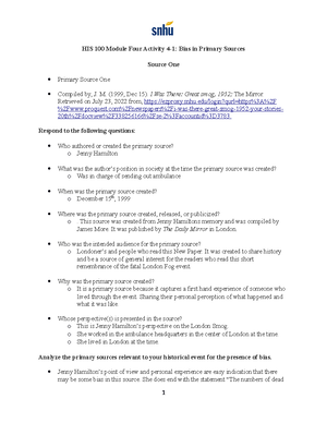 HIS 100 Module One Activity - ” I recognized this event almost ...