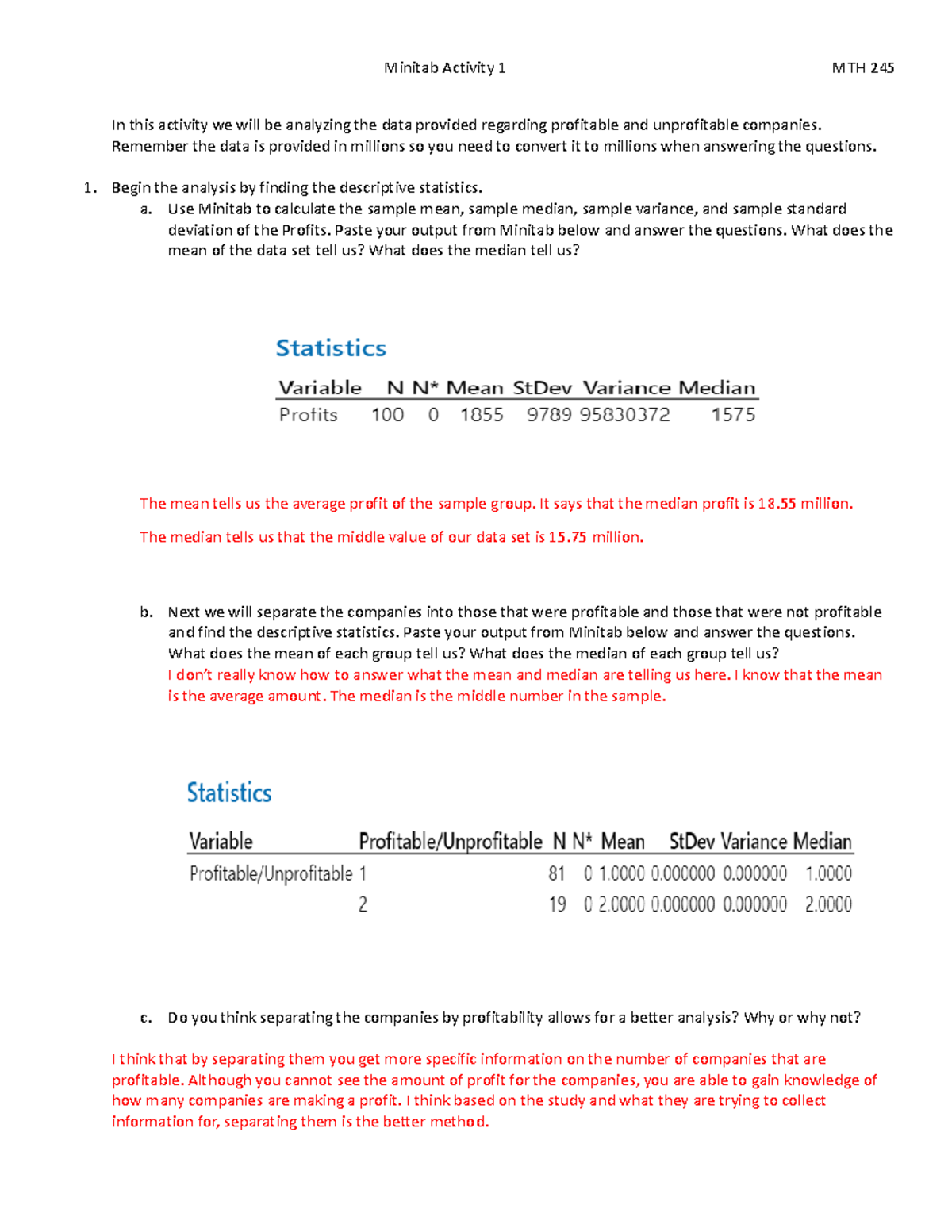 Minitab Activity 1 - Remember the data is provided in millions so you ...