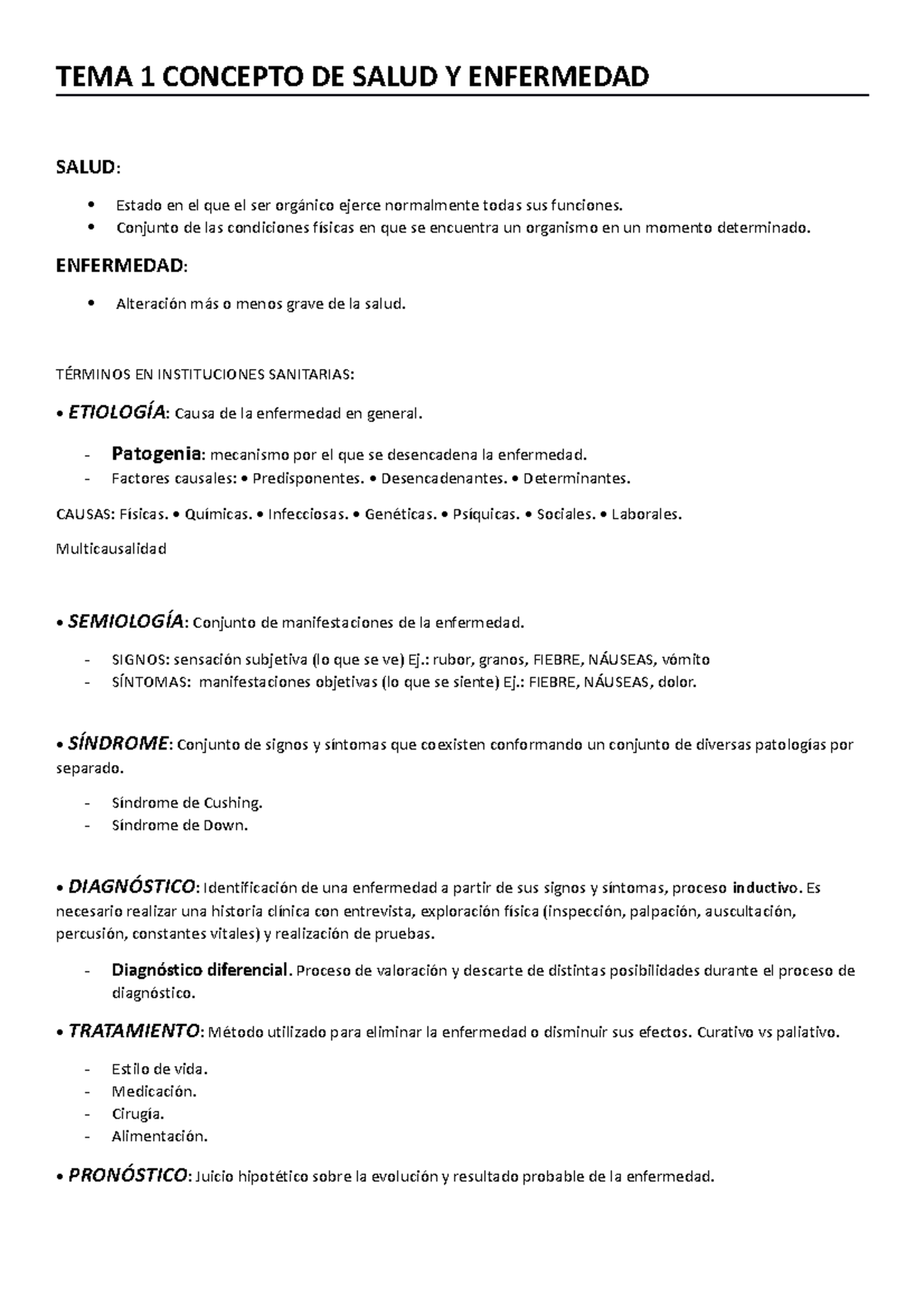 TEMA 1 Concepto DE Salud Y Enfermedad - TEMA 1 CONCEPTO DE SALUD Y ENFERMEDAD SALUD: Estado en ...