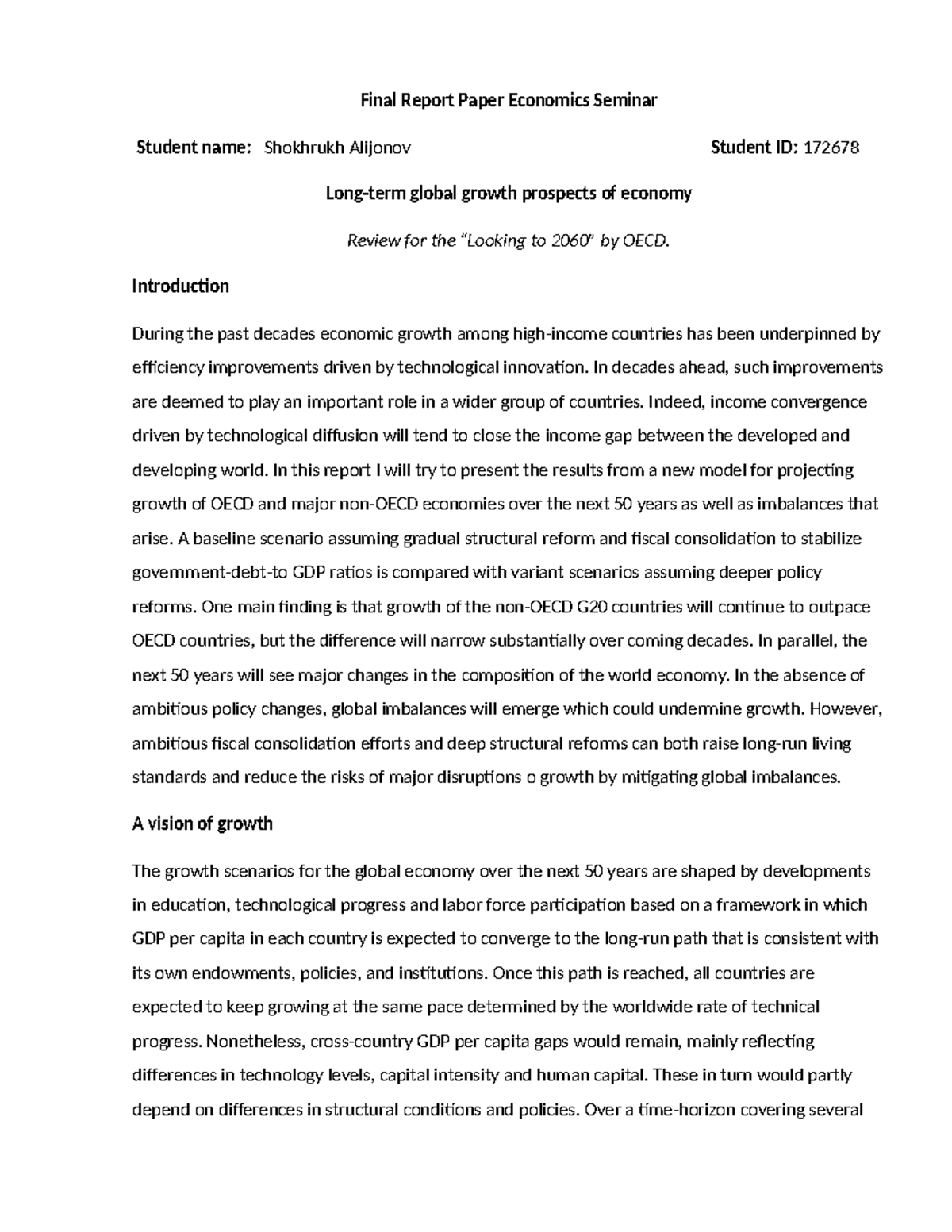 Final report economics seminar - Final Report Paper Economics Seminar ...