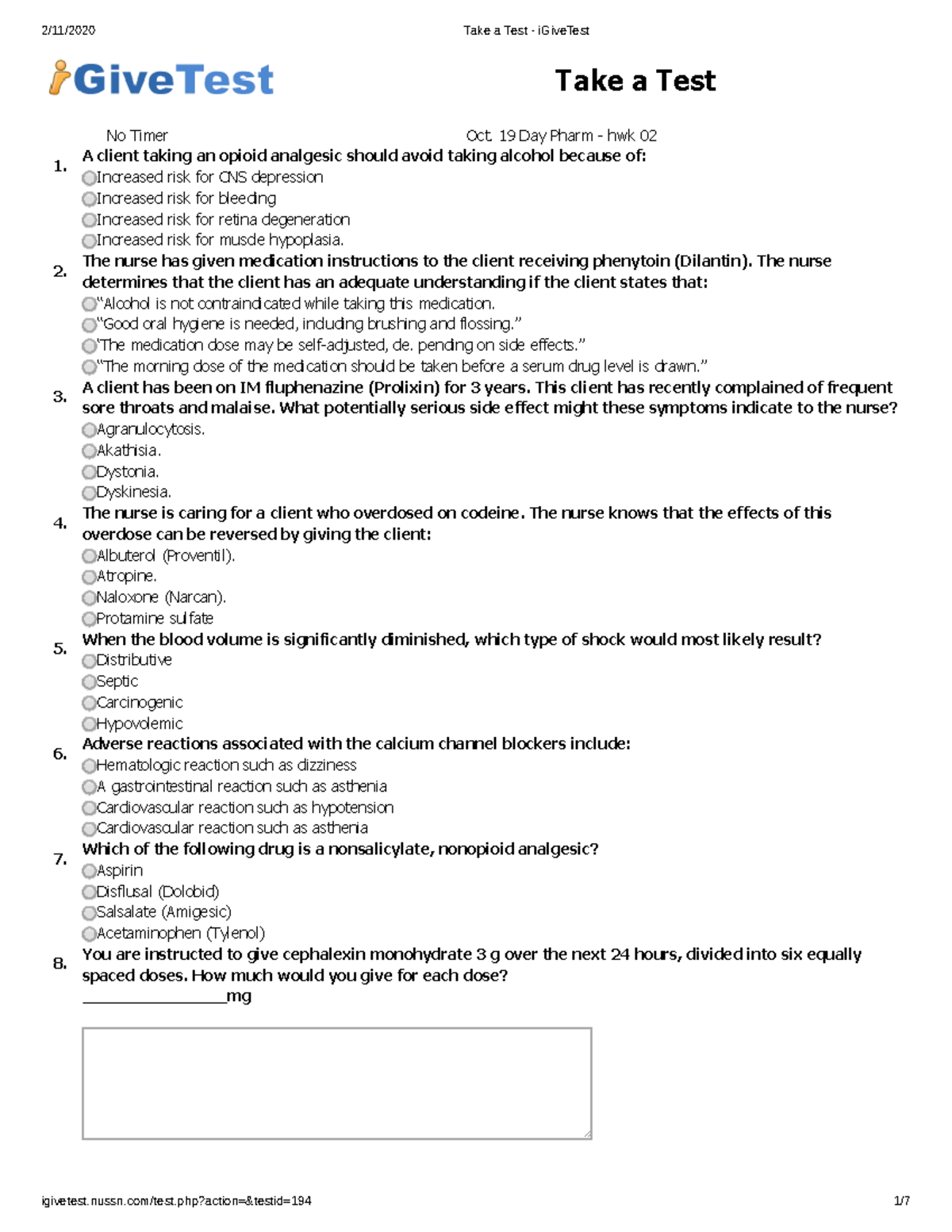 Take a Test - i Give Test - Miss Eureka - Take a Test No Timer Oct. 19 ...