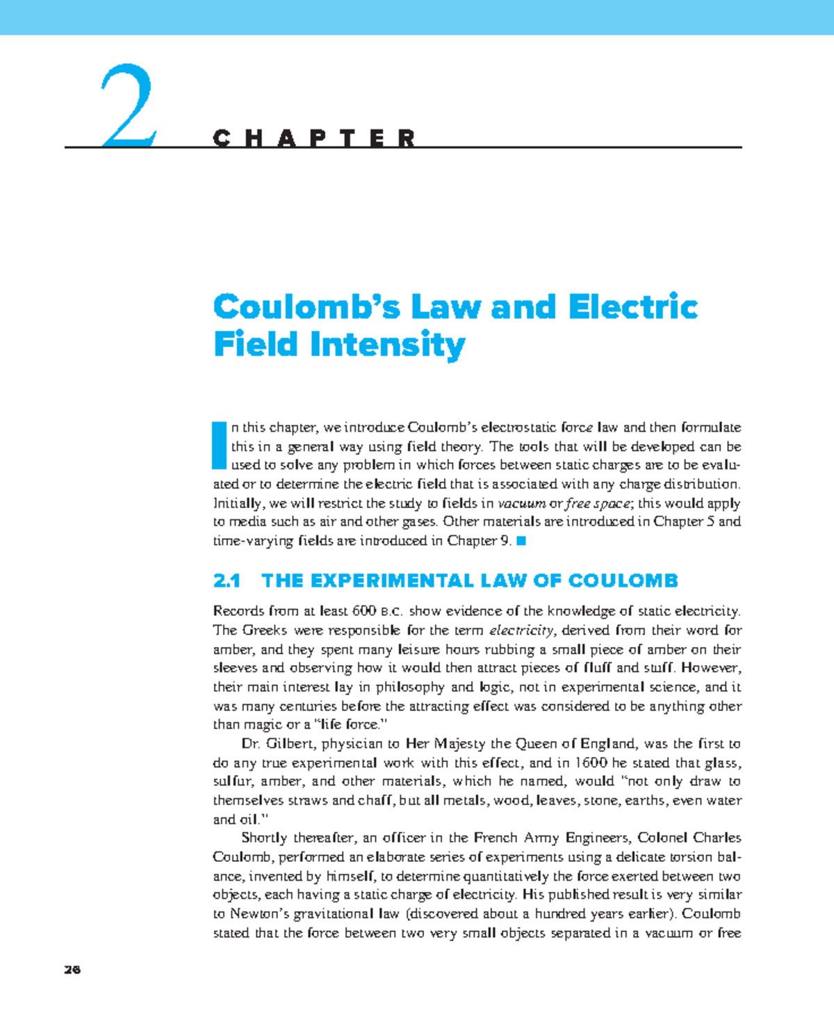 Electromagnetics Lecture 2 Summary and Activity - 26 2 CHAPTER Coulomb ...