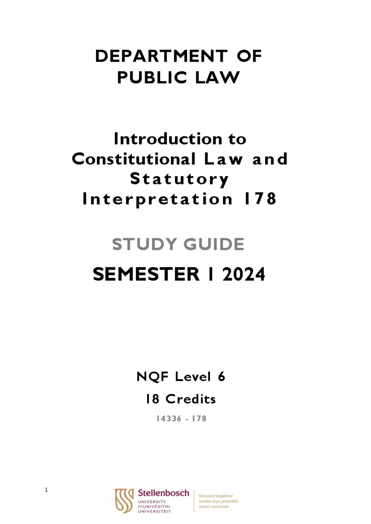Introduction to Constitutional Law Study Guide SEM 1 2024 1 ...