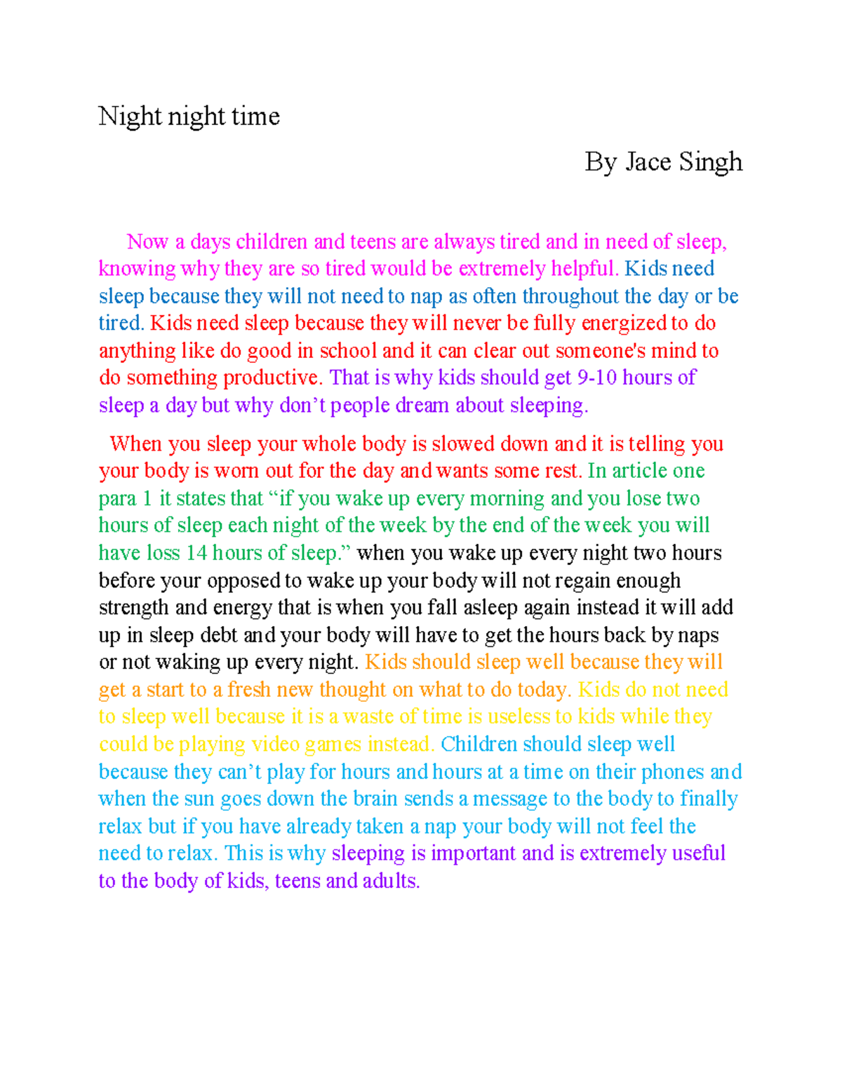 Document 14 - good notes - Night night time By Jace Singh Now a days ...