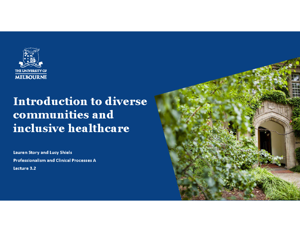 Lecture 3.2 slides - Intro to diverse communities - Introduction to ...
