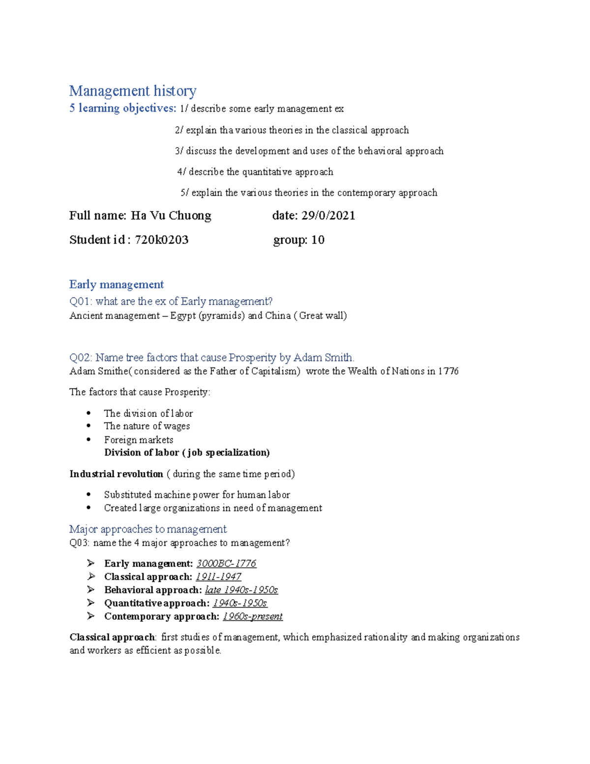 Management history - Adam Smithe( considered as the Father of ...