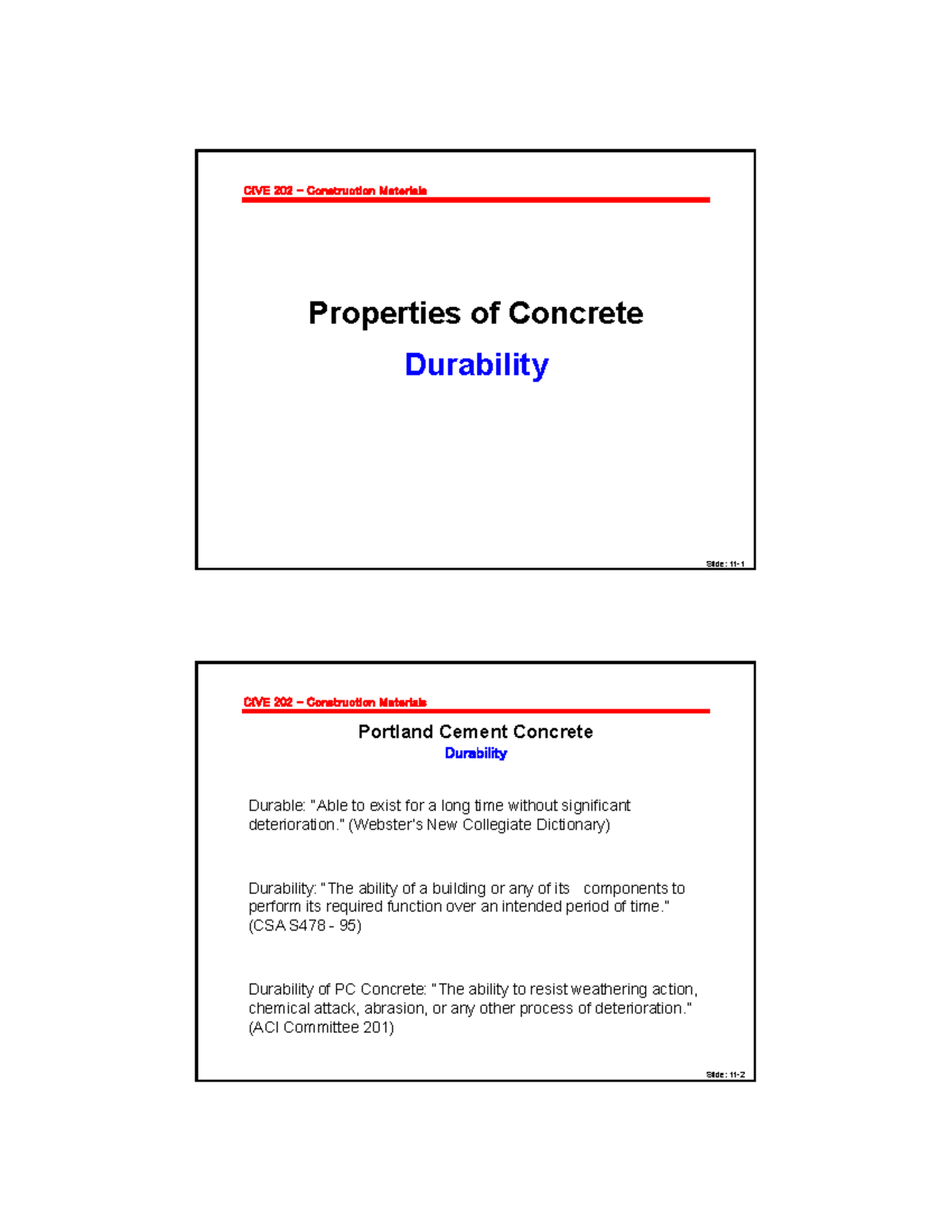 11 - Concrete - Durability - Properties of Concrete Durability ...