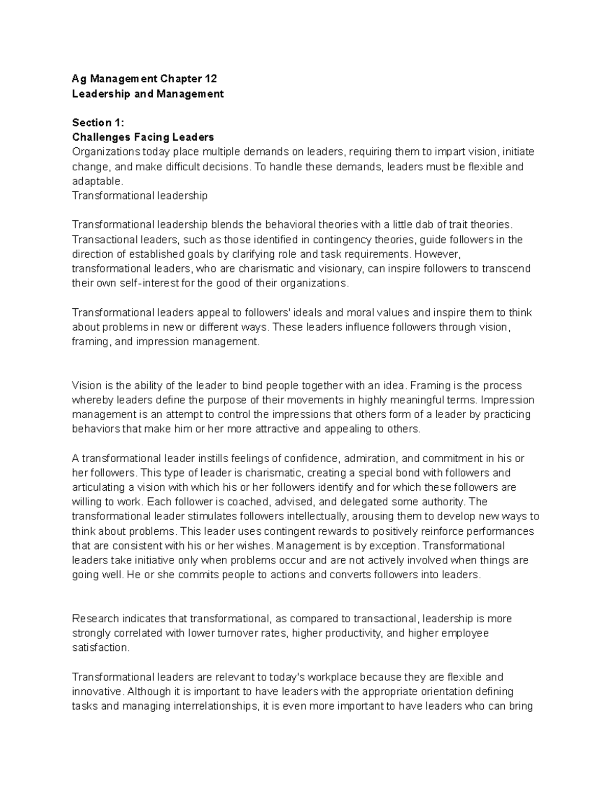 Ag Management - Ch 12 - Reading/Lecture Notes CHAPTER 12 - Ag ...