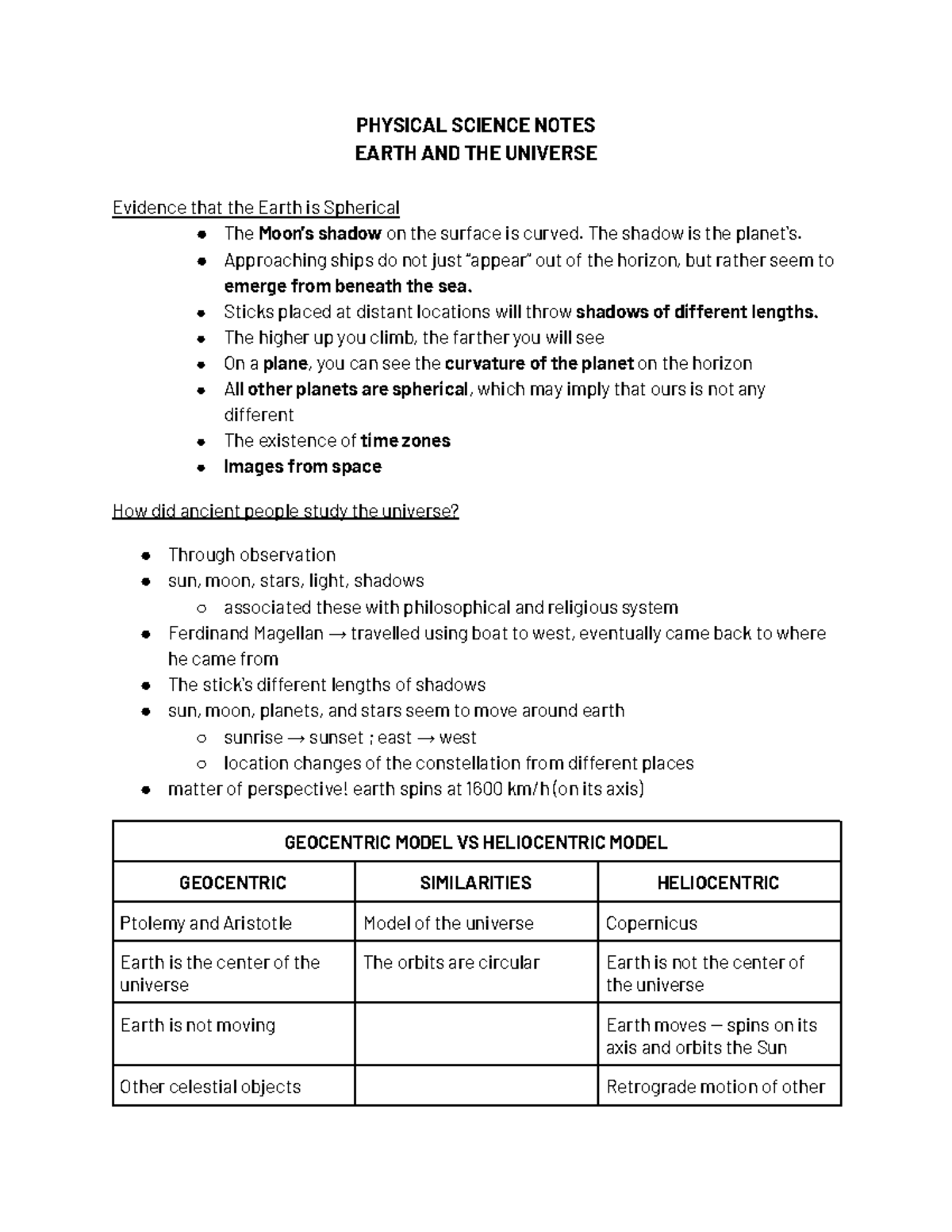 Physical Science Notes on the Earth and the Universe, Kepler's Law of ...