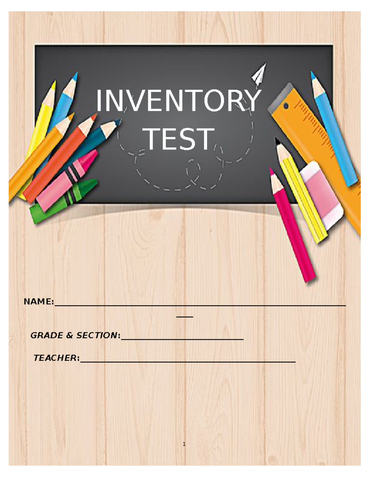 Inventory TEST - NOTHING FOLLOWS - - Studocu