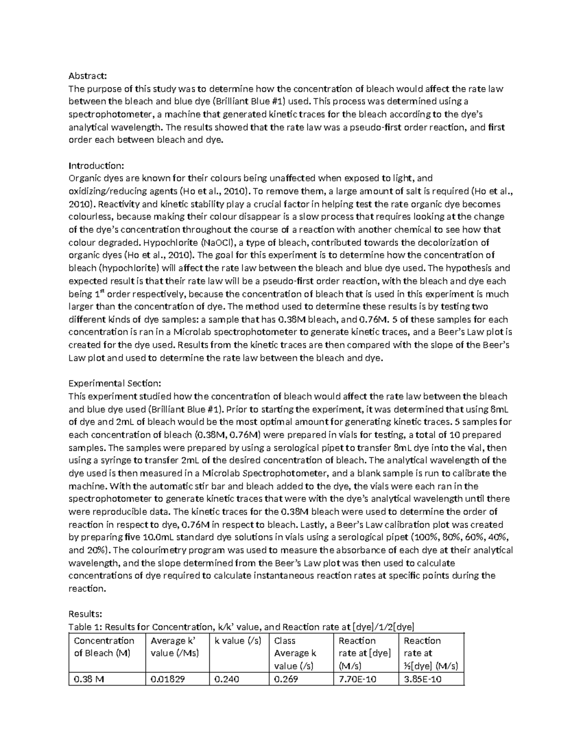 Experiment 11 Lab Report - Abstract: The purpose of this study was to determine how the - Studocu