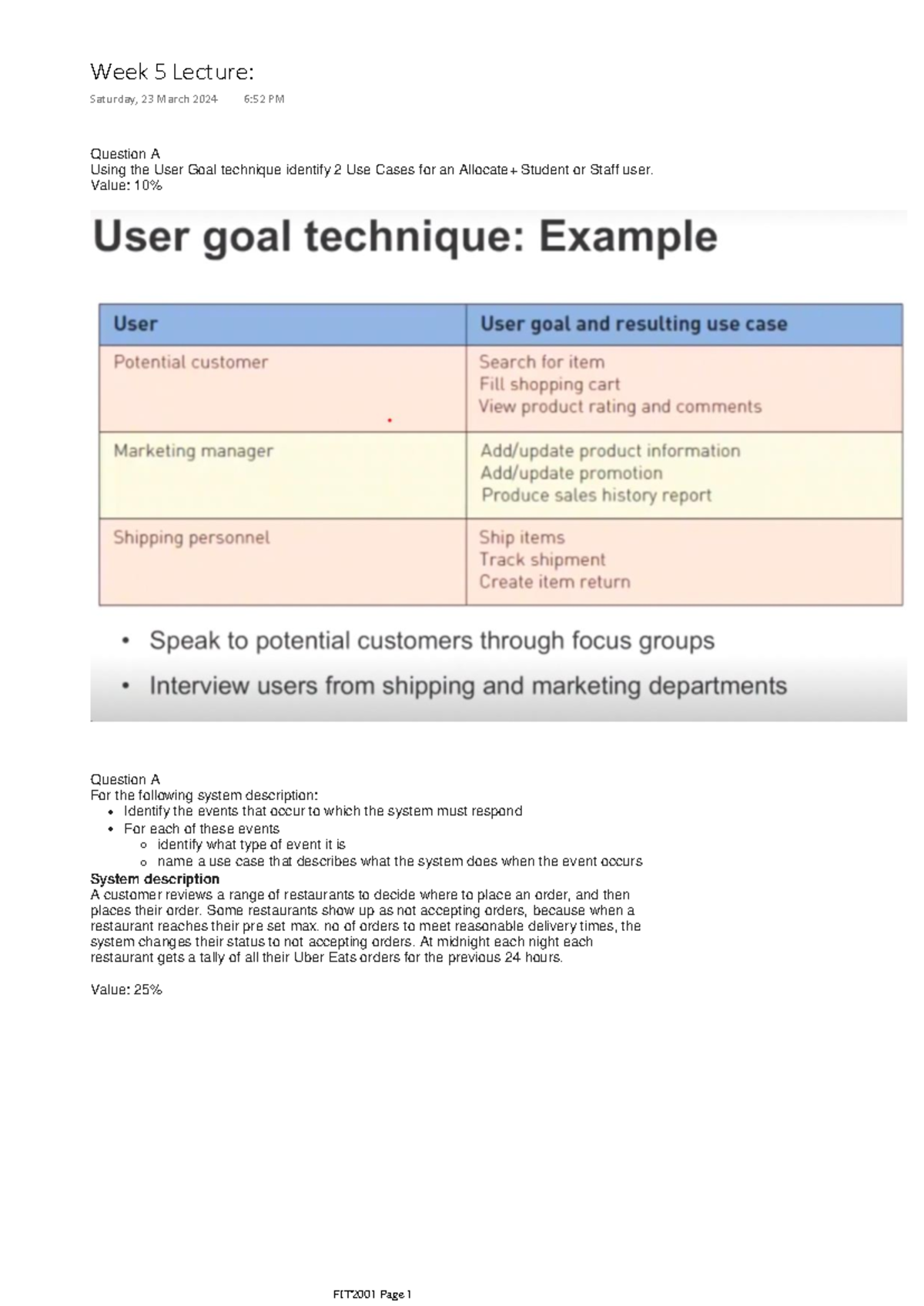 Week 5 Lecture - Question A Using the User Goal technique identify 2 Use Cases for an Allocate+ ...