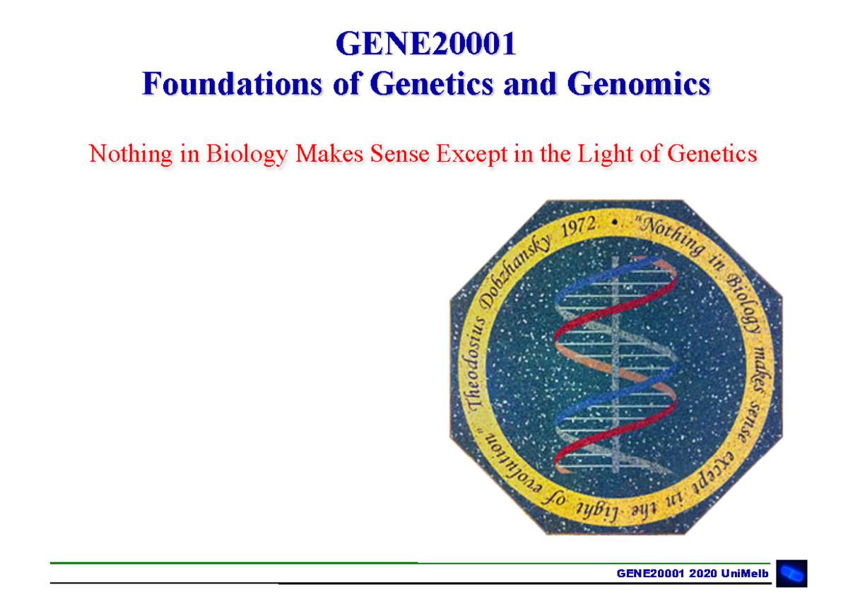 Foundations of Genetics and Genomics Subject Overview - Studocu