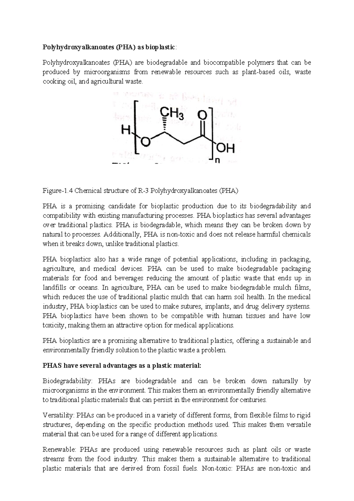 Module 1 notes (Autosaved) - Polyhydroxyalkanoates (PHA) as bioplastic ...