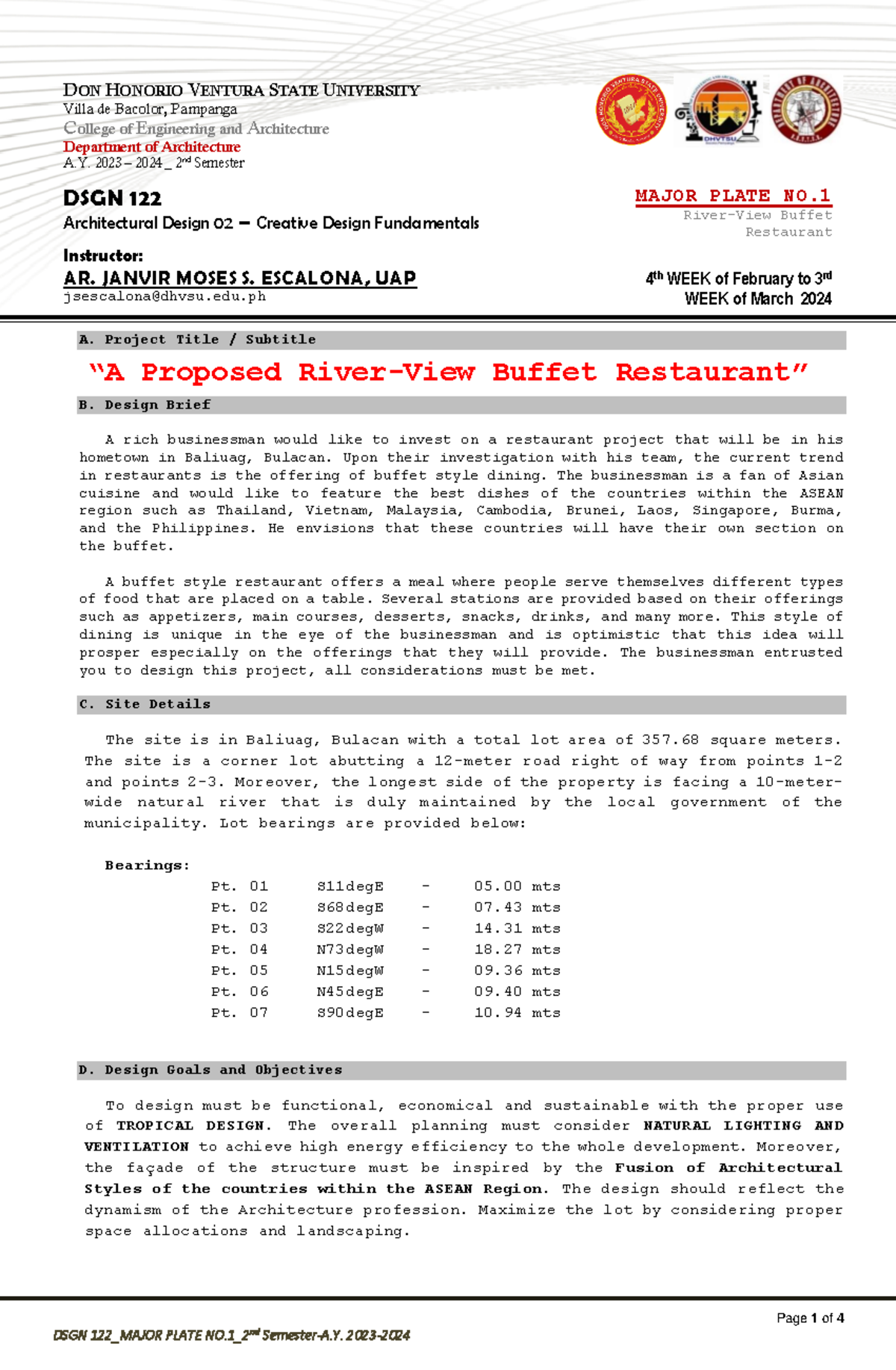 DSGN 122 Major Plate NO - n/a - Page 1 of 4 A. Project Title / Subtitle ...