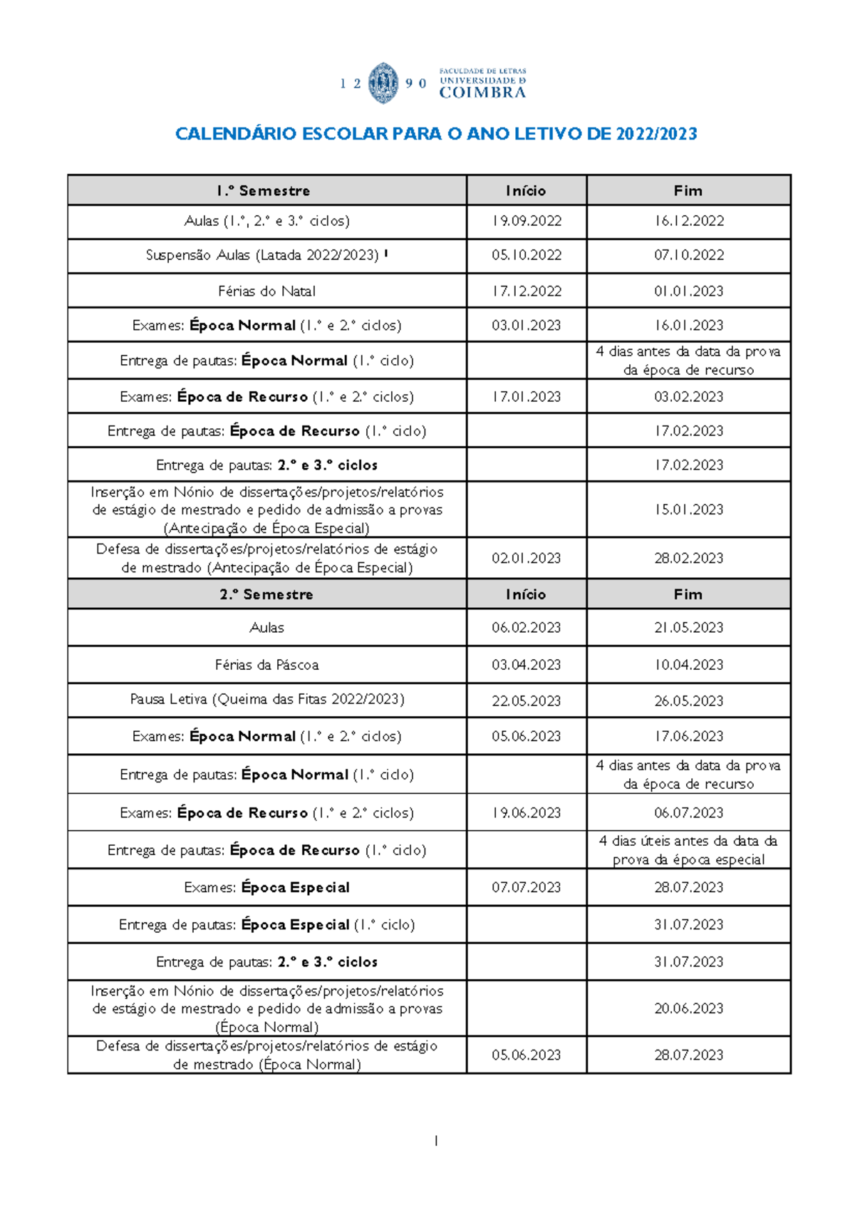 Calendario escolar 2022 2023 - 1 CALEND¡RIO ESCOLAR PARA O ANO LETIVO DE 2022/ 1.∫ Semestre ...