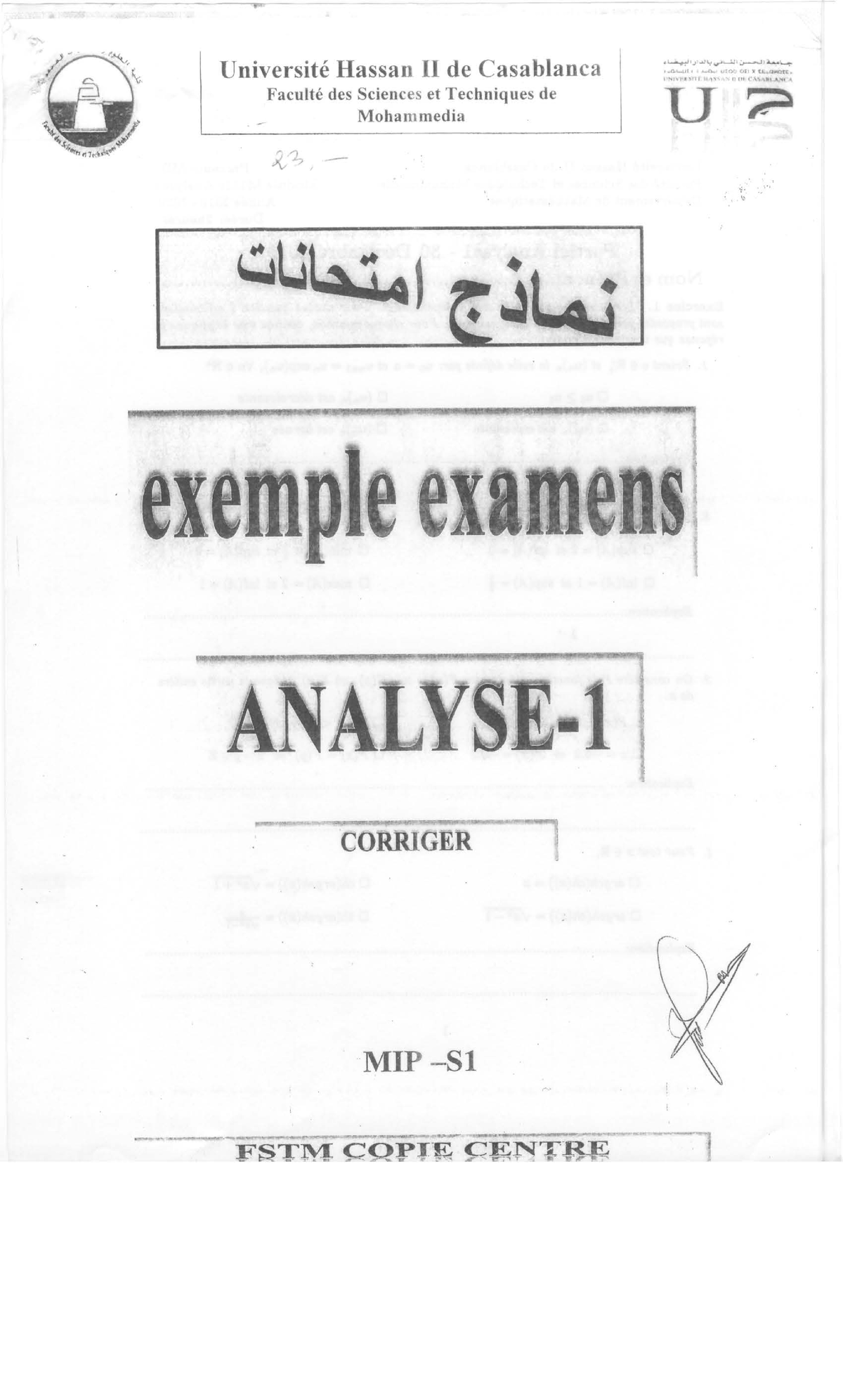 Analyse 1 - Exercices et Cours de mathématiques - Sciences ...