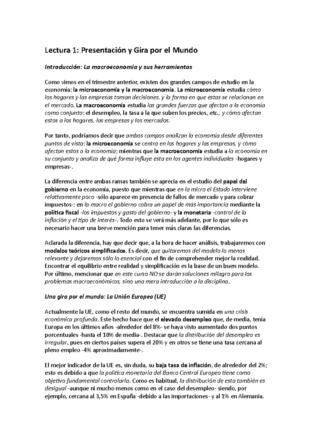 Lectura 1 - Lectura 1: Presentación y Gira por el Mundo Introducción ...