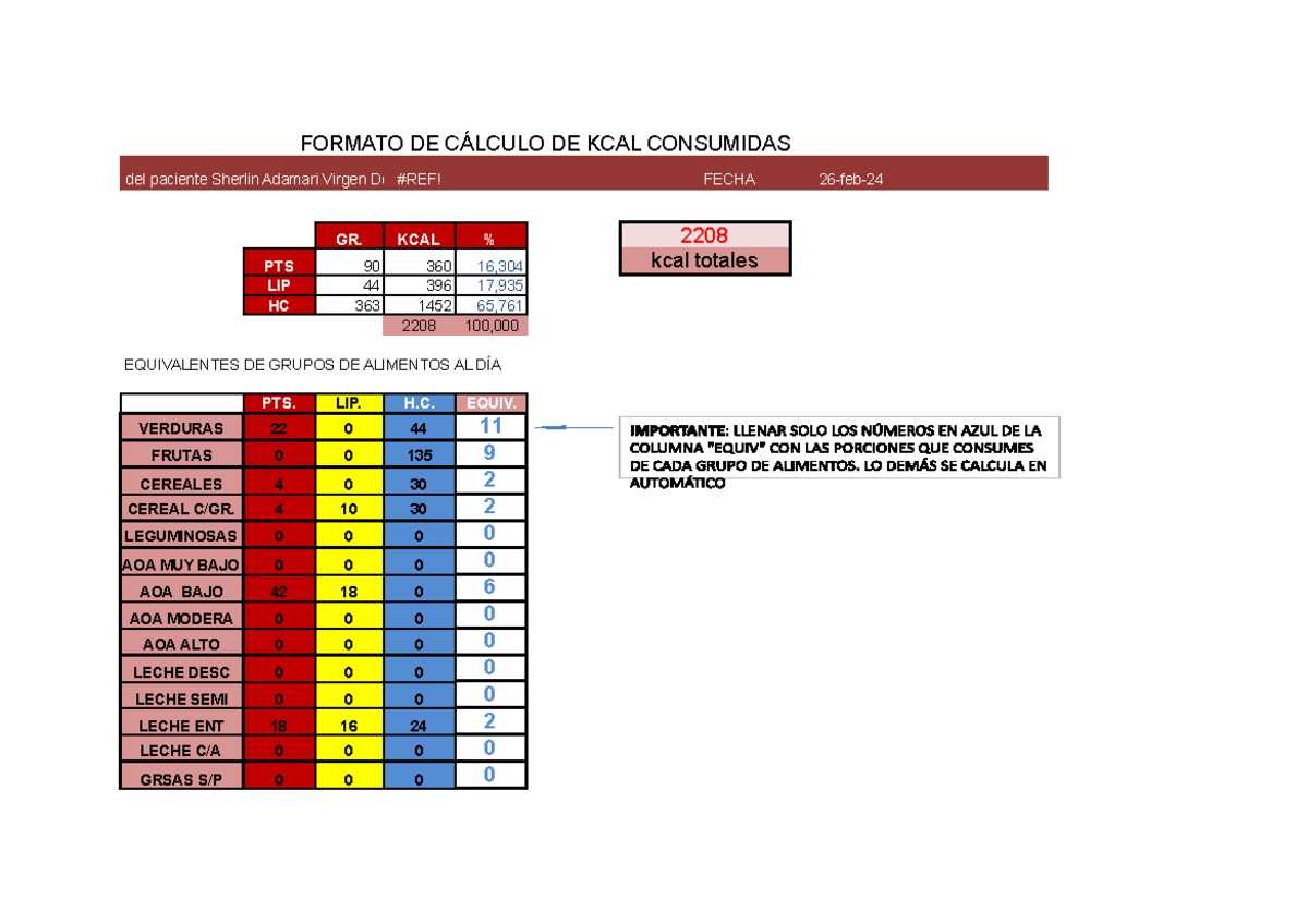 3. Calculadora nutricional - REC - FORMATO DE CÁLCULO DE KCAL ...