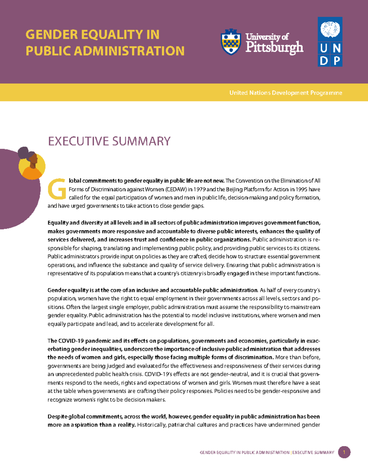 UNDP UPitt 2021 Gender Equality in Public Administration Executive ...