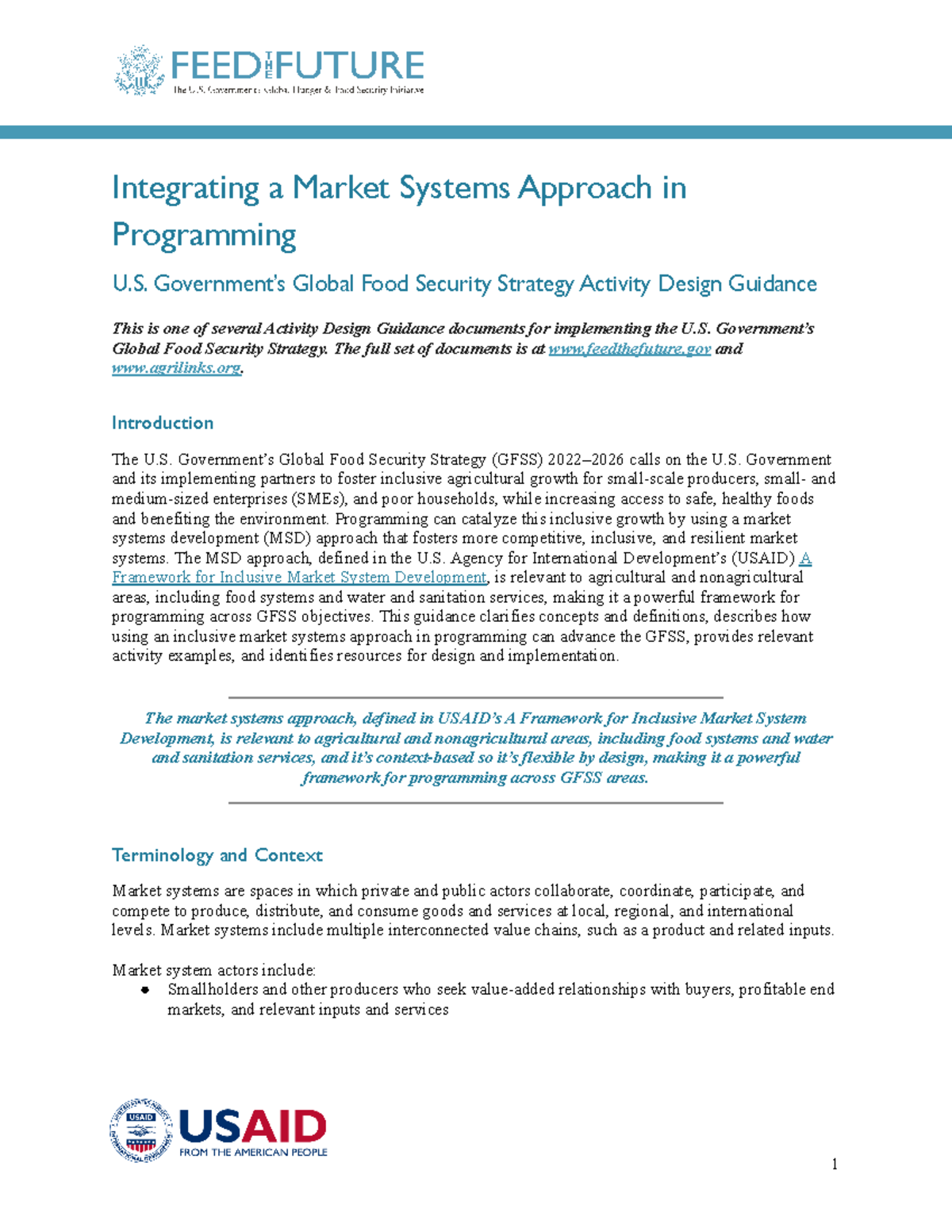 Usaid Market systems strengthening - Integrating a Market Systems ...