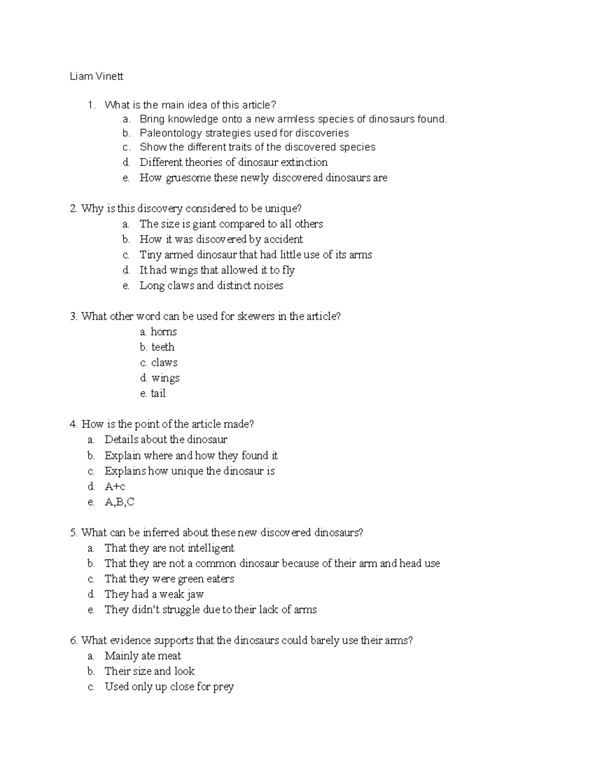 Hw april 15 - klklkl; - Liam Vinett What is the main idea of this ...