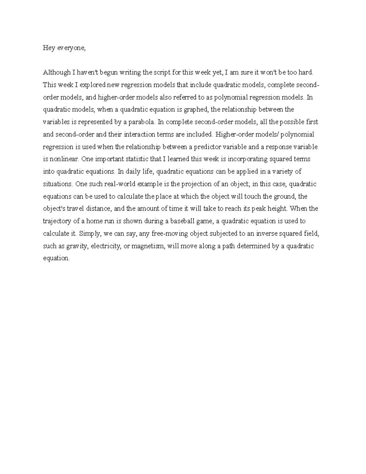 MAT 303 3-2 Dis C Higher Order Regression Contains unread posts - Hey ...