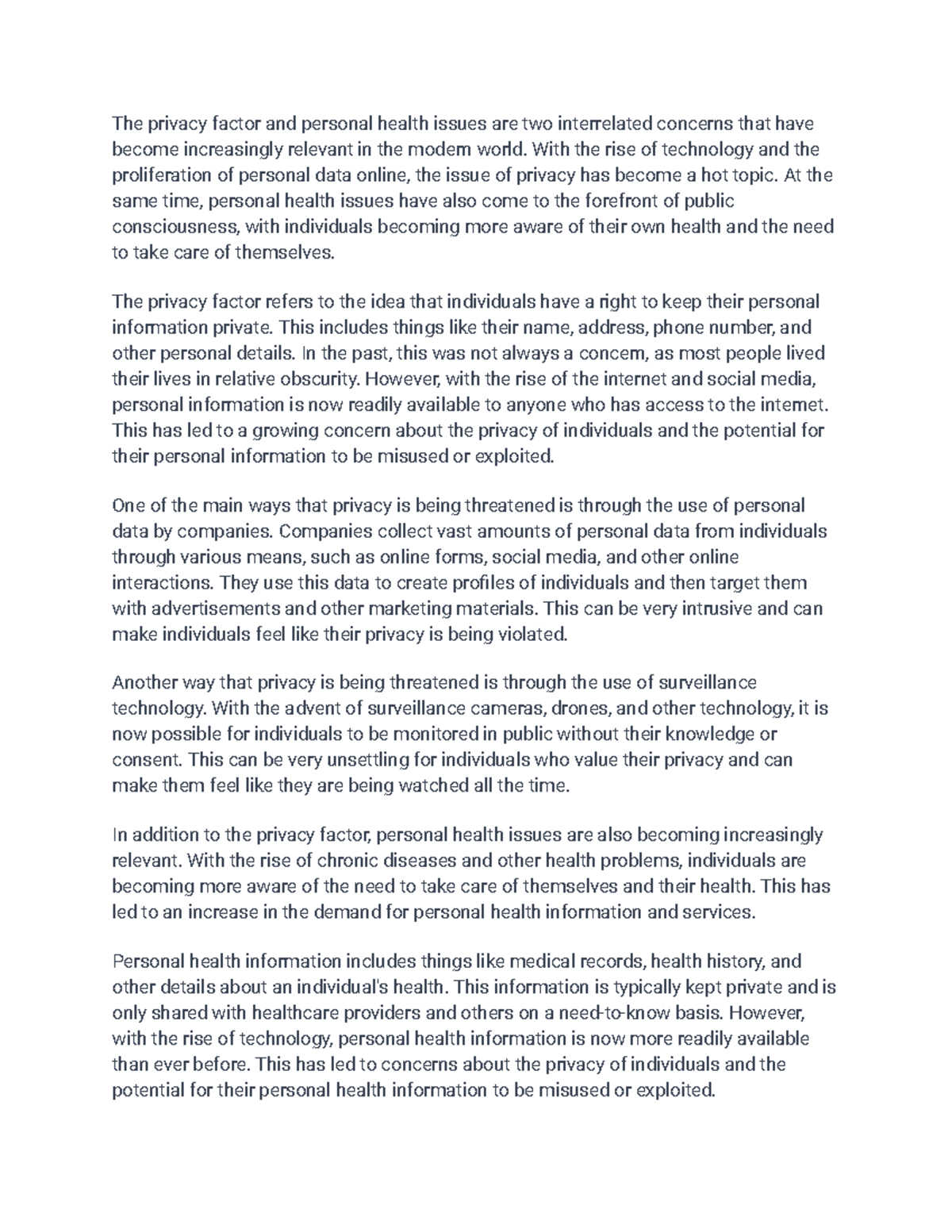 The privacy factor and the personal health issues - With the rise of ...