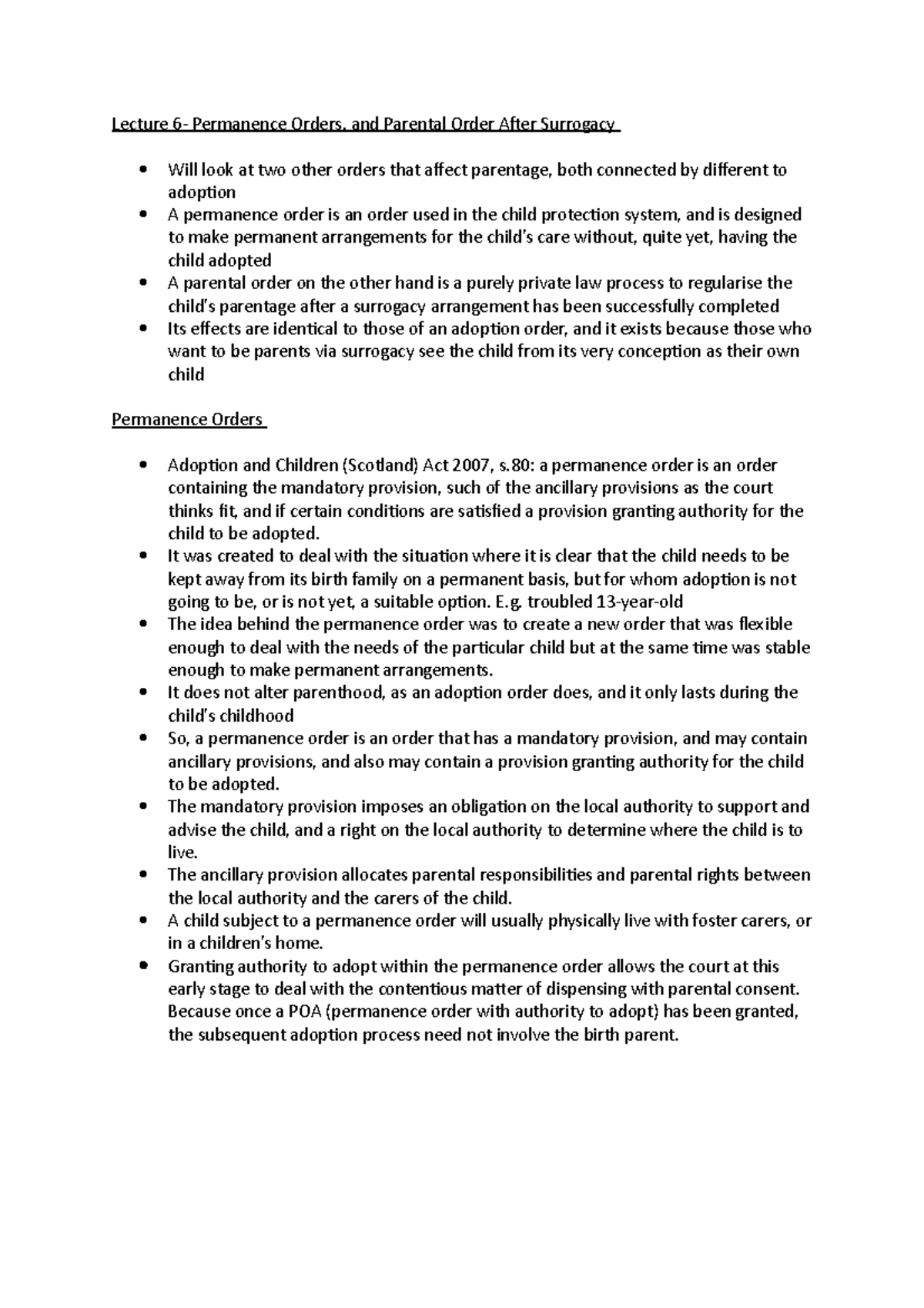 Lecture 6 - Permanence order, and parental order after surrogacy ...