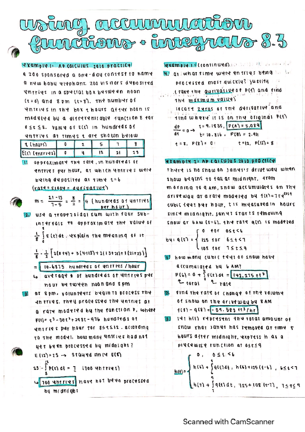 using accumulation functions and integration - CALC12 - Studocu