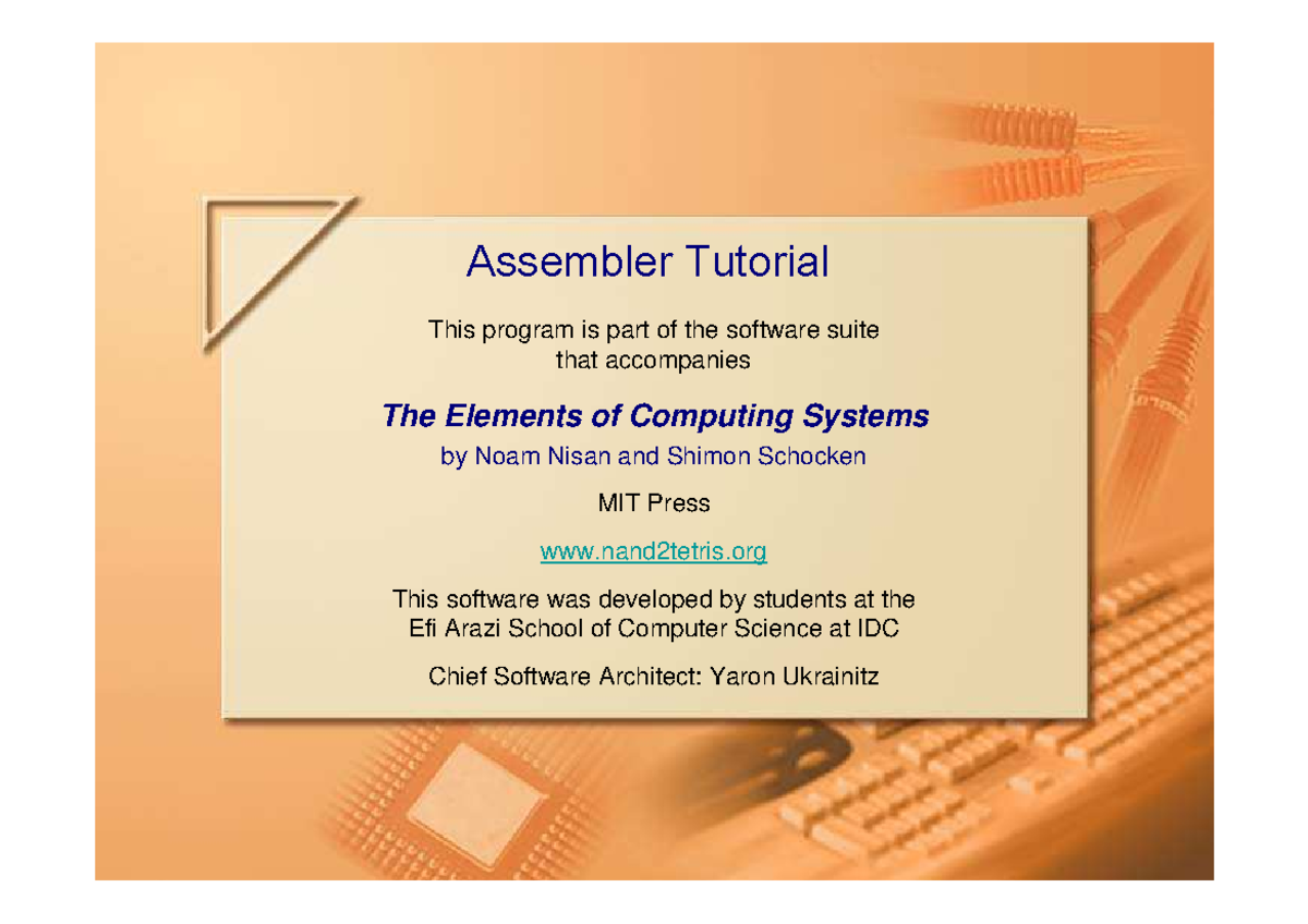 Assembler Tutorial - 111 - This program is part of the software suite that accompanies The ...