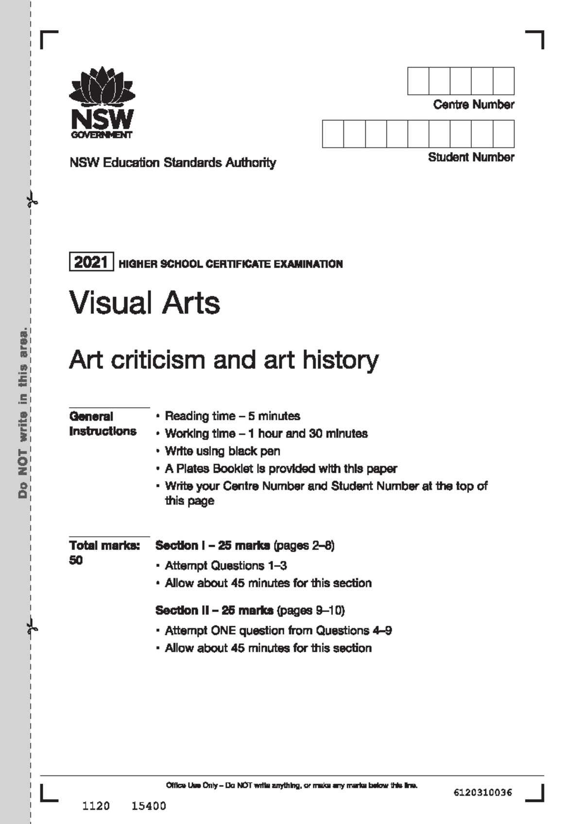 2021 hsc visual arts - sasda - Centre Number NSW GOVERNMENT NSW ...