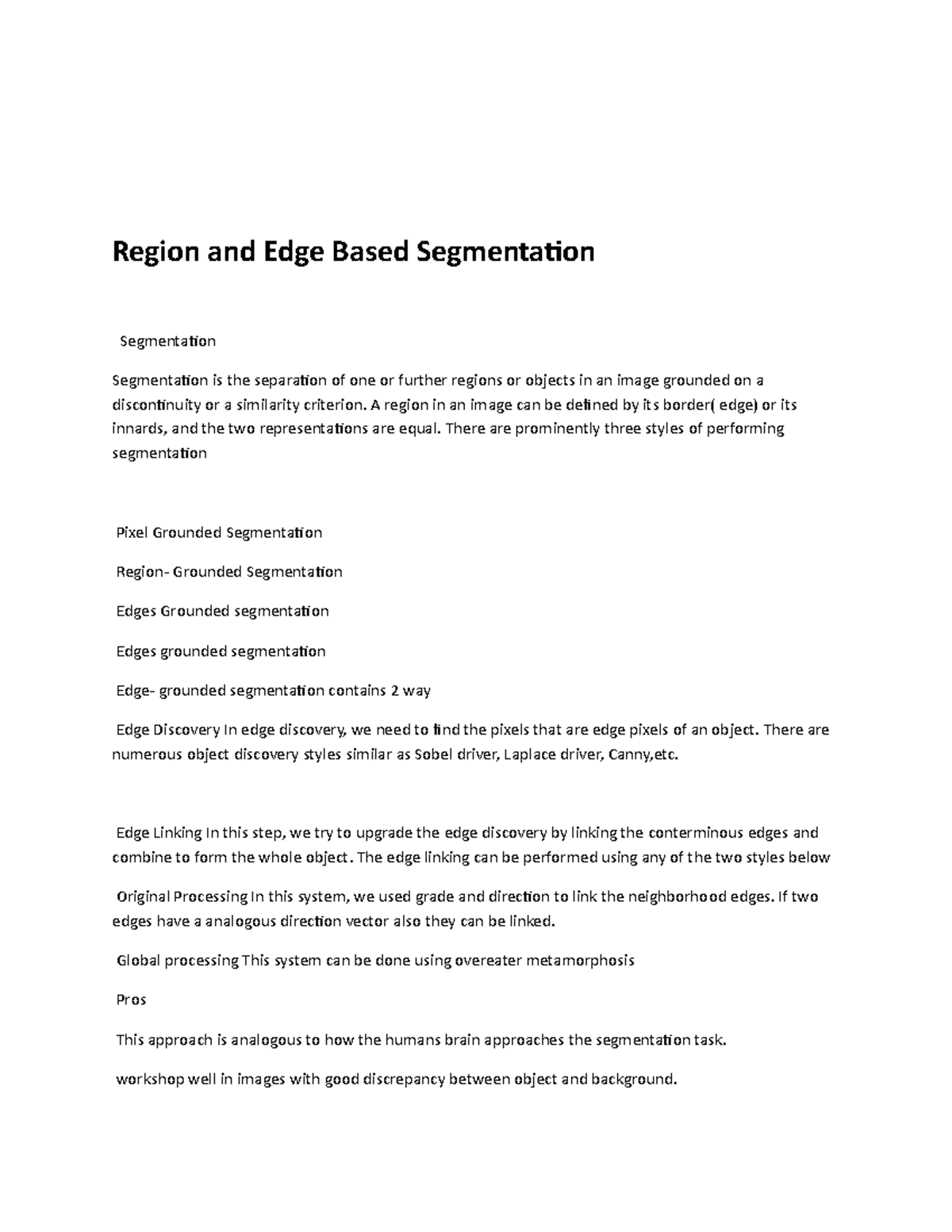 Region and Edge Based Segmentation - Region and Edge Based Segmentation ...