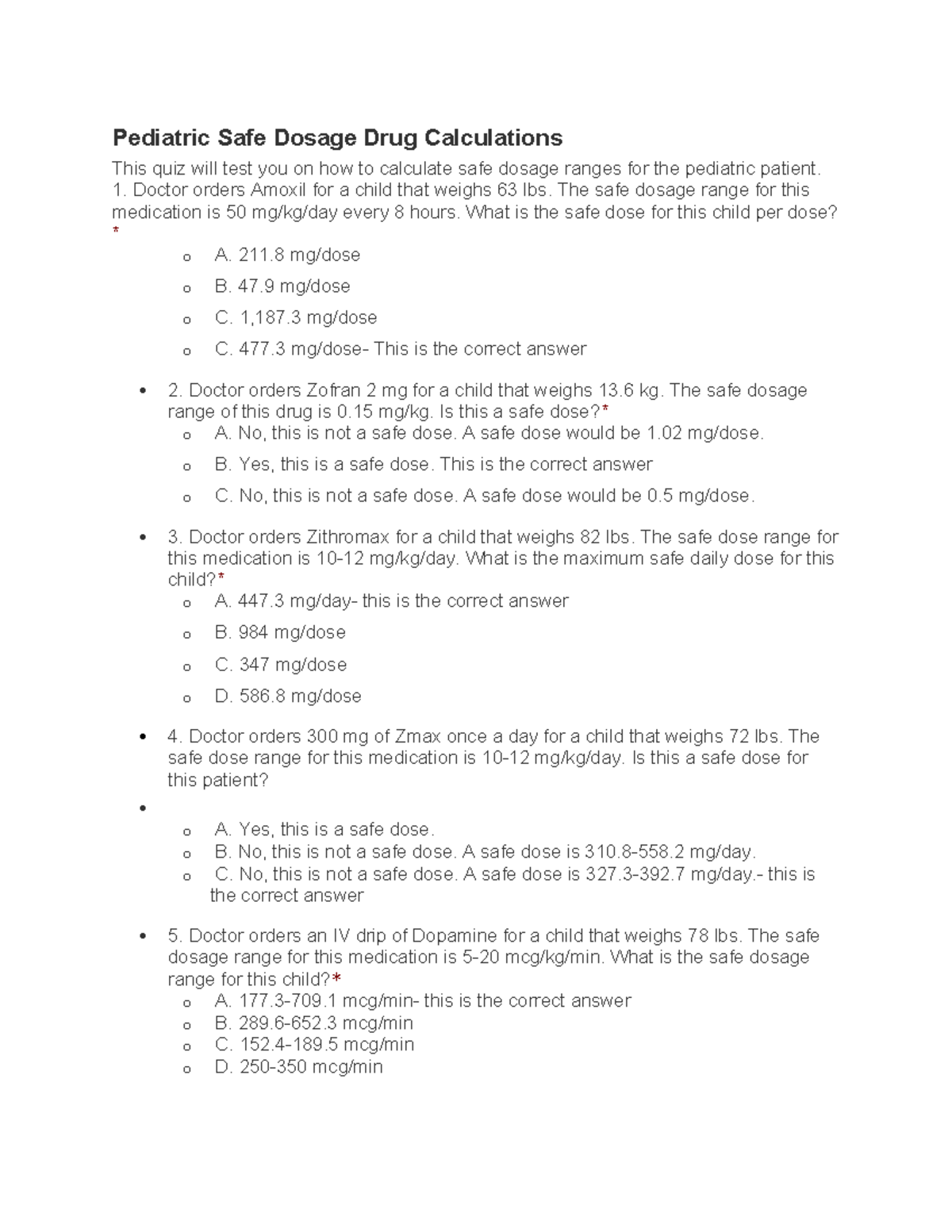 Pediatric Safe Dosage - 1. Doctor orders Amoxil for a child that weighs ...