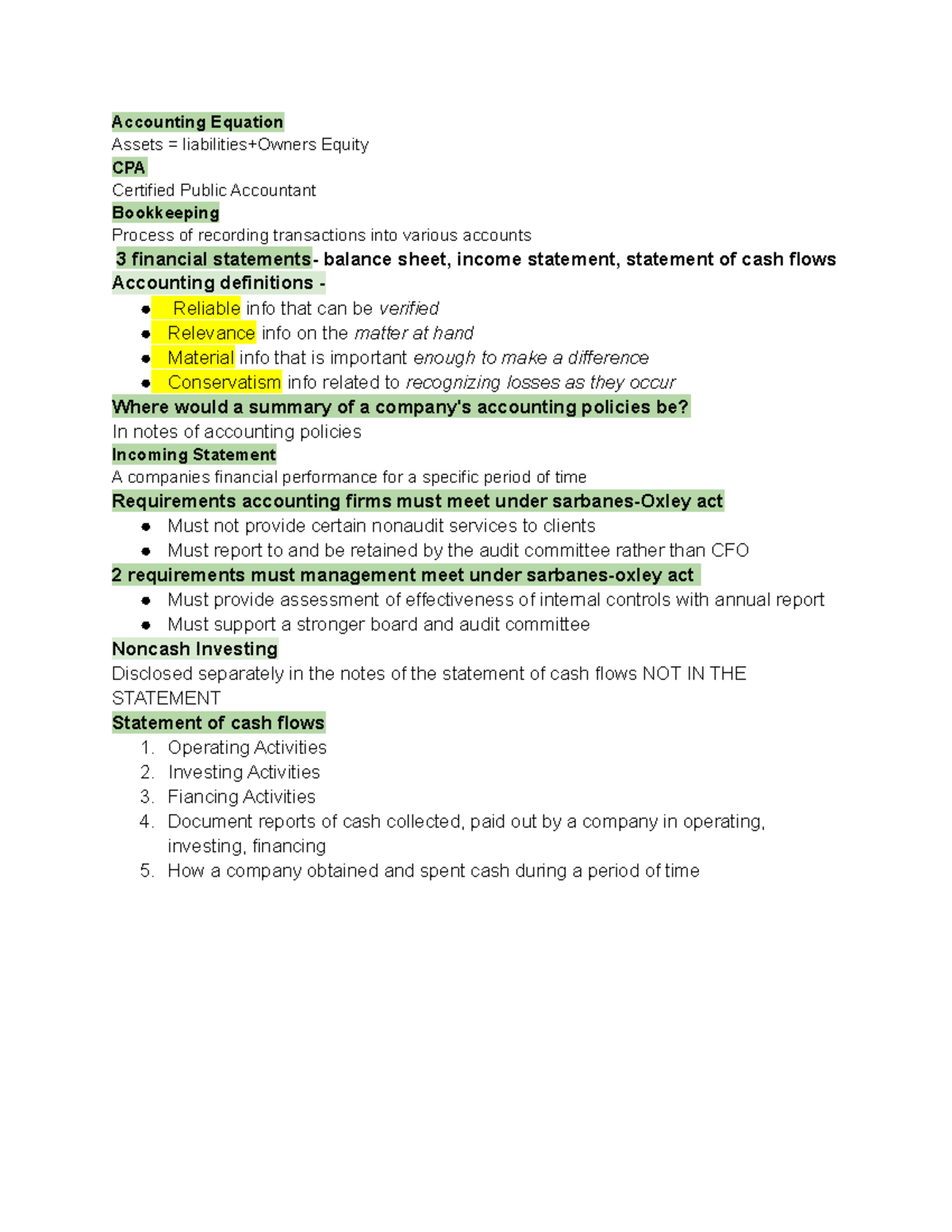 Notes Accounting - Accounting Equation Assets = liabilities+Owners ...