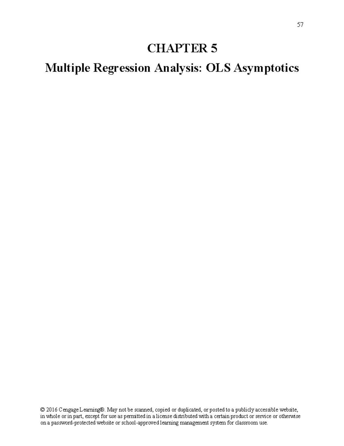 Wooldridge 7e Ch05 SM - CHAPTER 5 Multiple Regression Analysis: OLS Asymptotics © 2016 Cengage ...