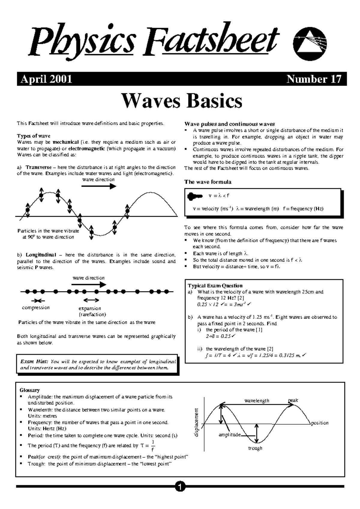 17 Waves - April 2001 Number 17 Waves Basics This Factsheet will ...