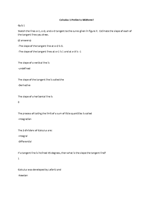 Pdfcoffee - dasd - Question 1 Sketch the lines X=1, x=2, and x=3 tangent to the curve given in ...