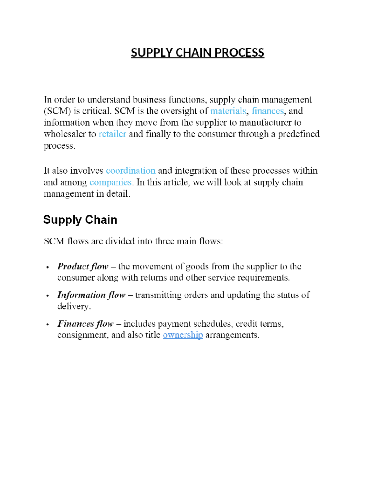 SCM Process flow - Information & Communication Technologies Marketing ...