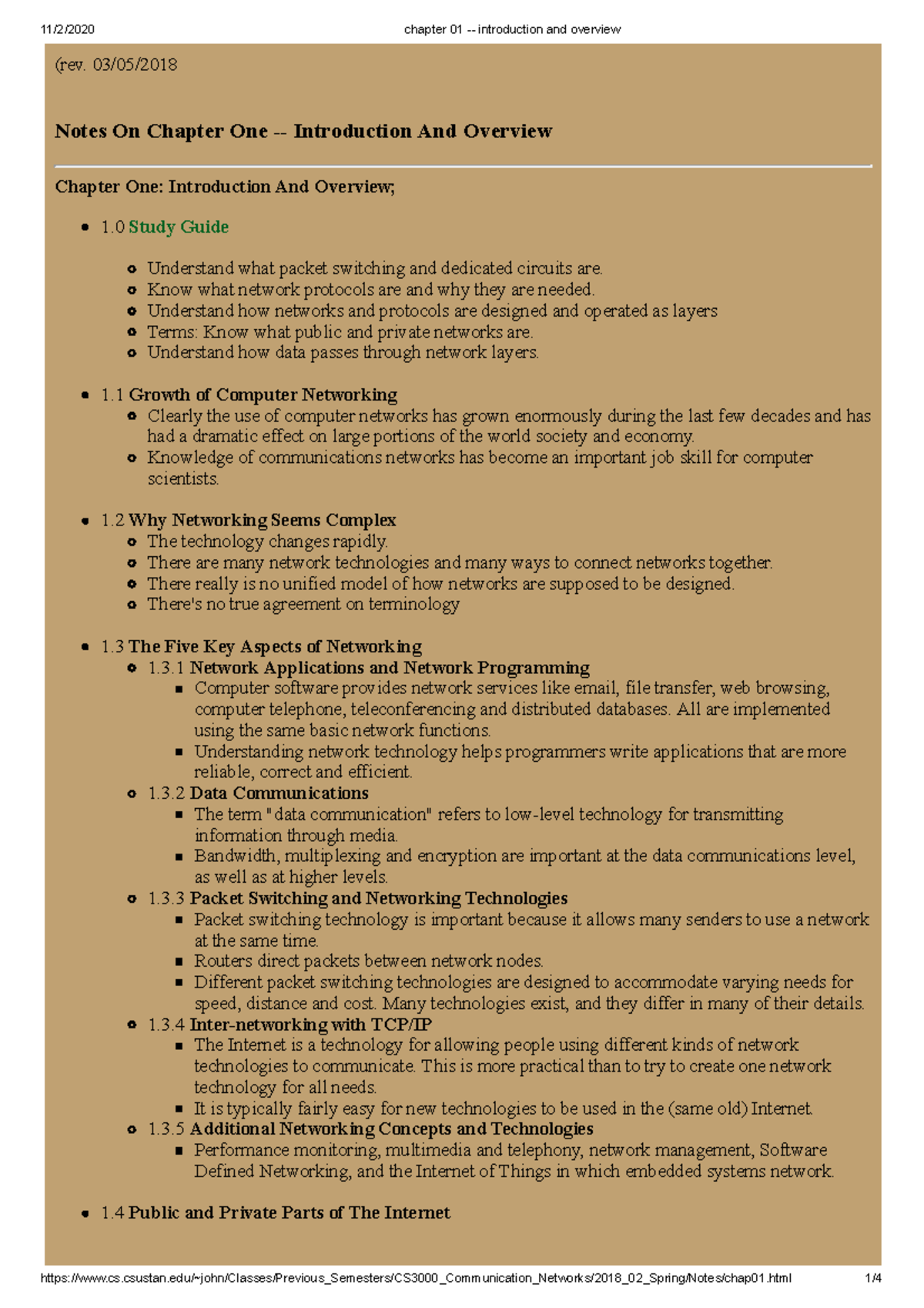Chapter 01 - introduction and overview - (rev. 03/05/ Notes On Chapter ...