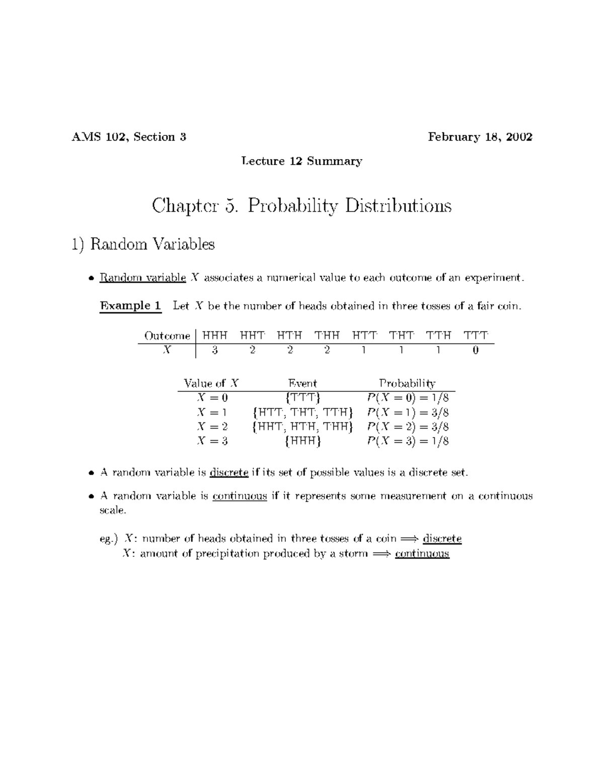 Lecture 12 - Probability Distributions - Random Variables - ☎ ...