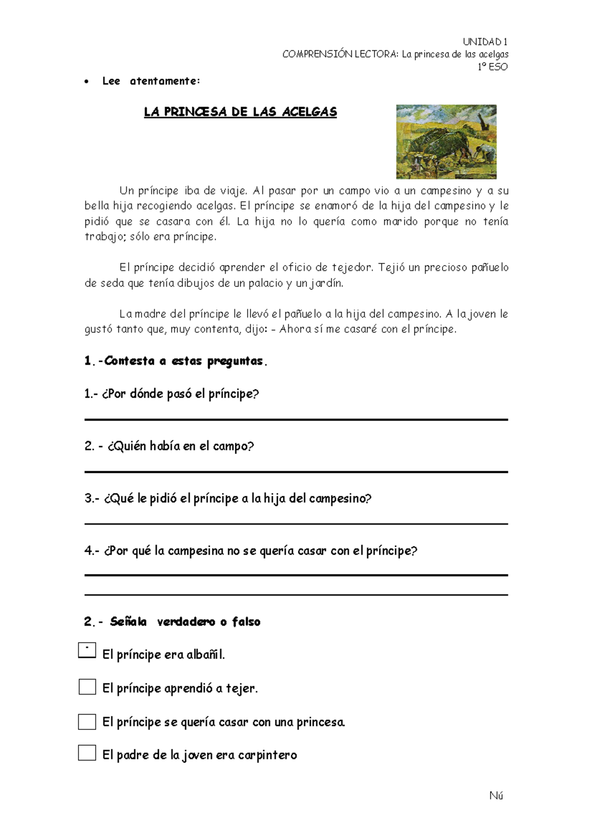 11 Textos y Ejercicios de Comprension lectora para 1o Secundaria ...