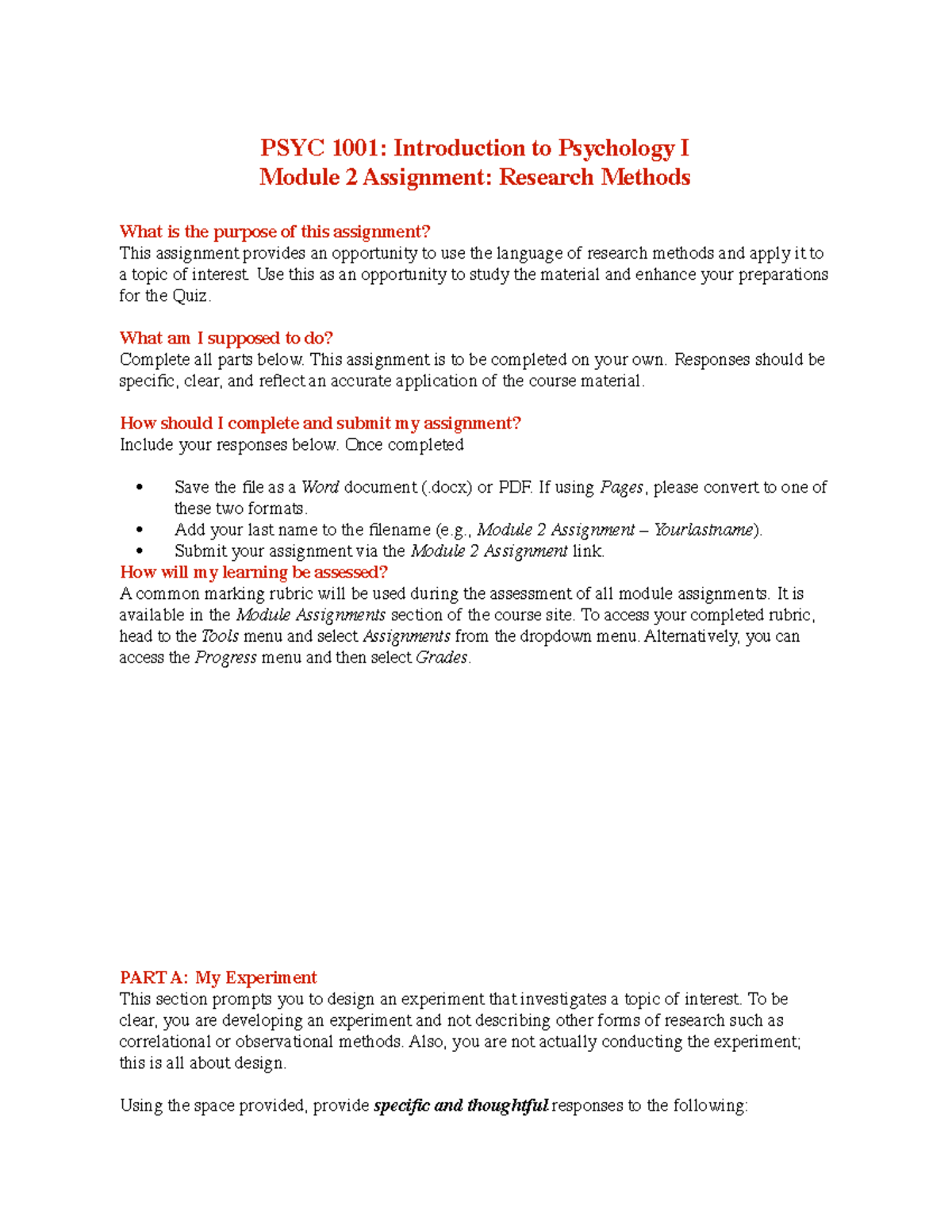 Module 2 Assignment- PSYC 1001: Introduction to Psychology I Module 2 Assignment: Research ...