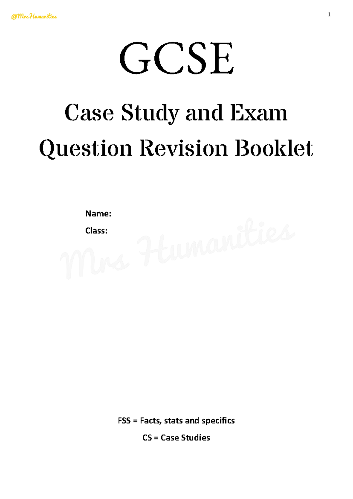 GCSE-Revision-Booklet - GCSE Case Study and Exam Question Revision ...