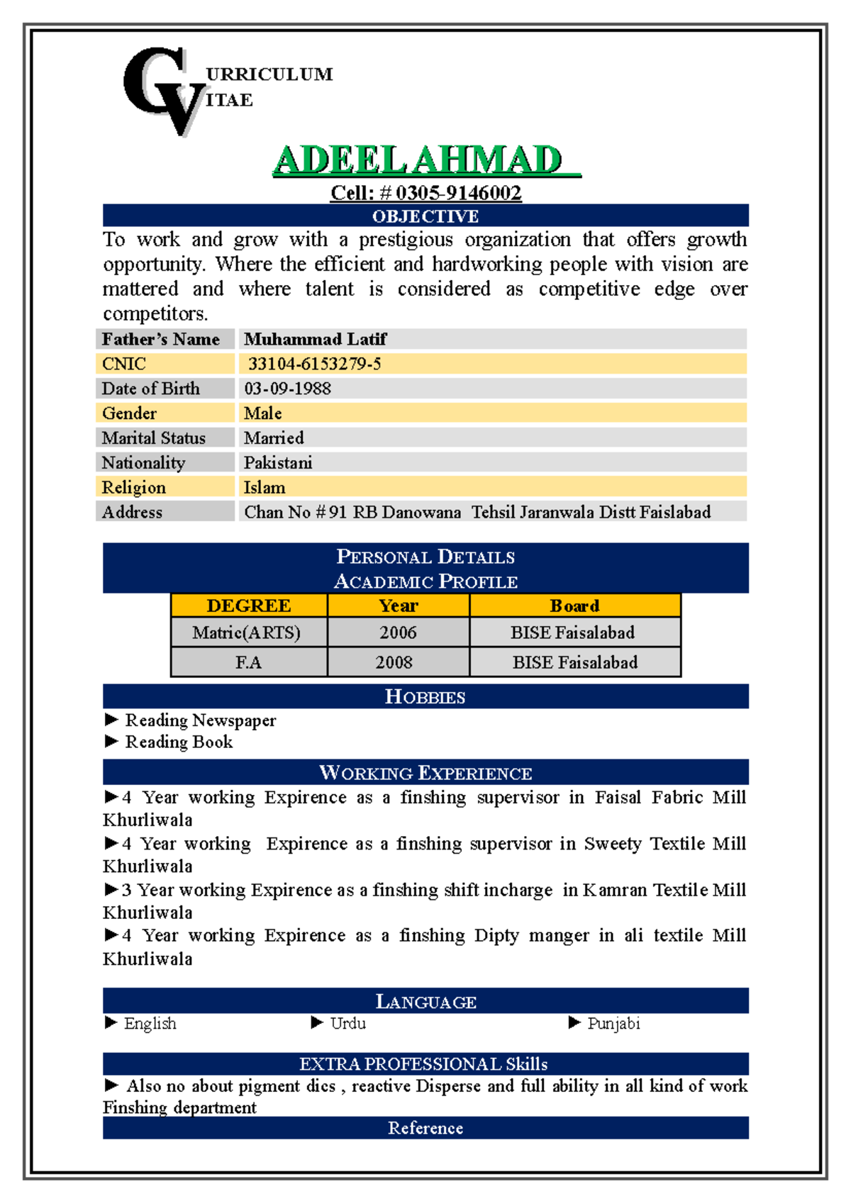 CV Qasim Raza - Operations Management - Studocu