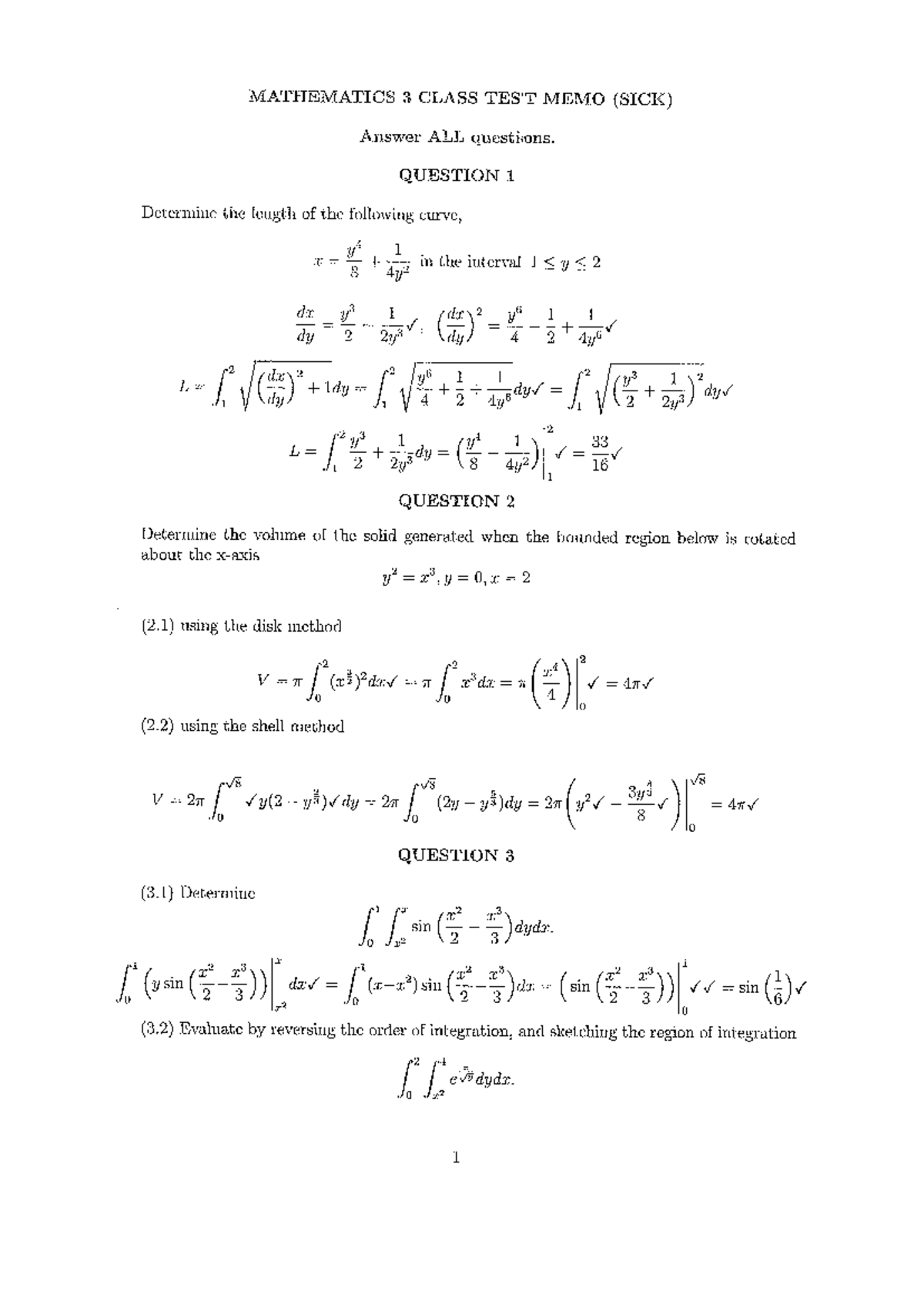 MATH3 SEM - Jacob - maths test1 question and answers - Studocu