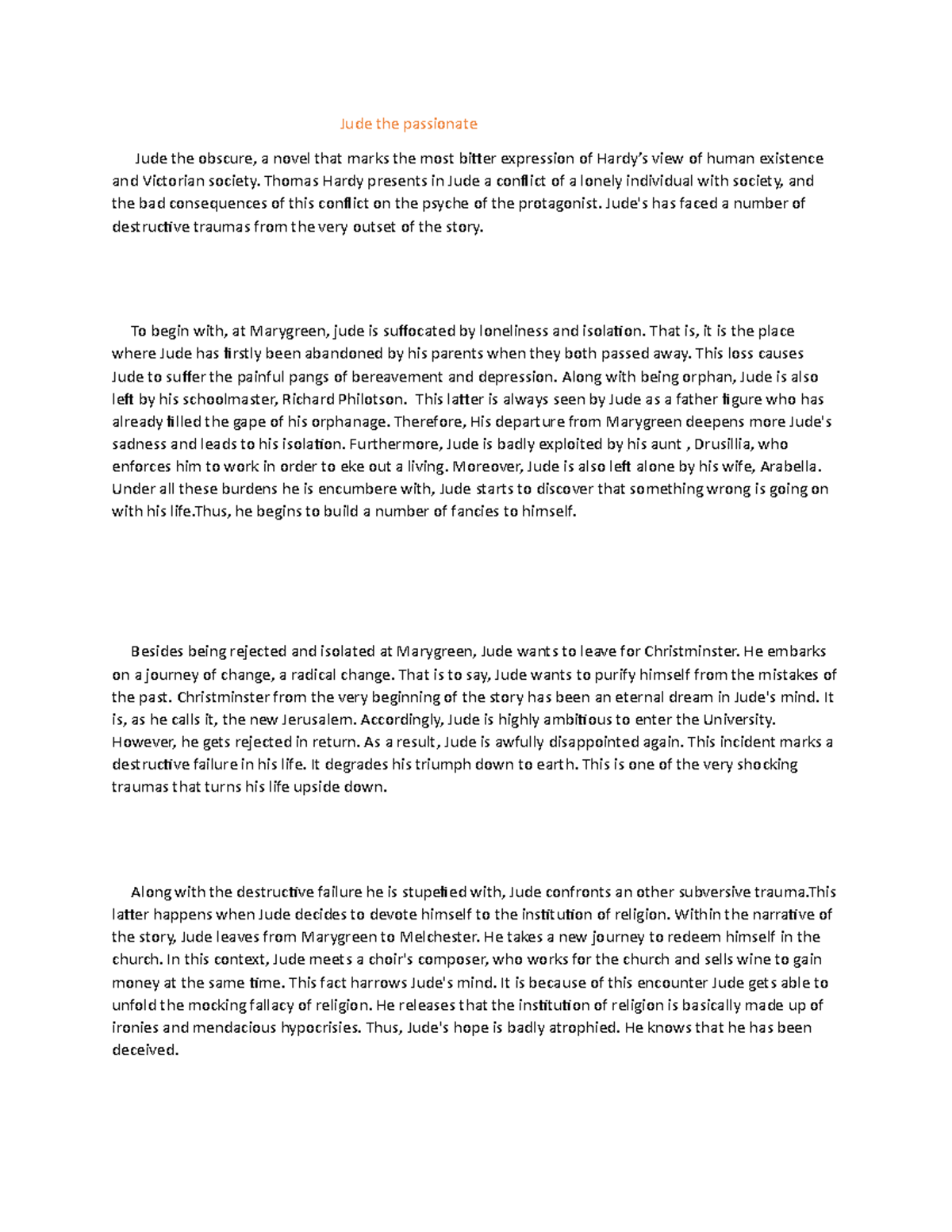 Course 2 Jude(11) - A short analysis about the character of Jude as ...