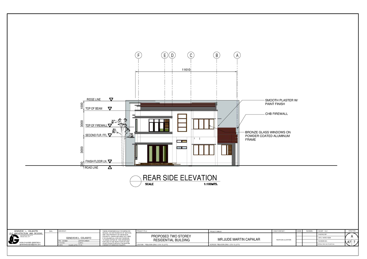AUTOCAD DRAWING ARCHITECTURE REFERENCE - REAR SDIE ELEVATION A7 SHEET NO.: A 7 SHEET CONTENT ...
